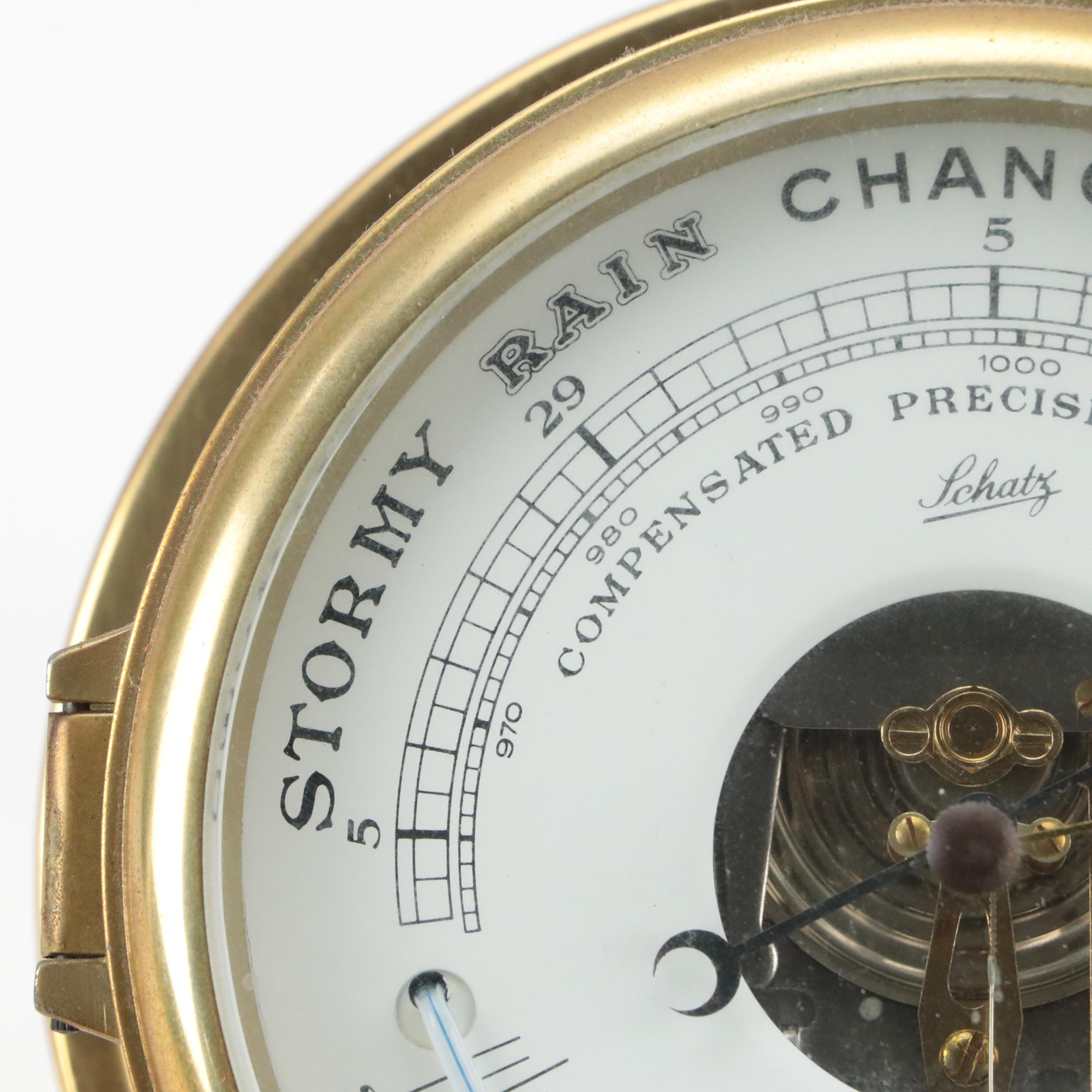 Schatz Brass Wall Mount Combination Thermometer-Barometer | EBTH