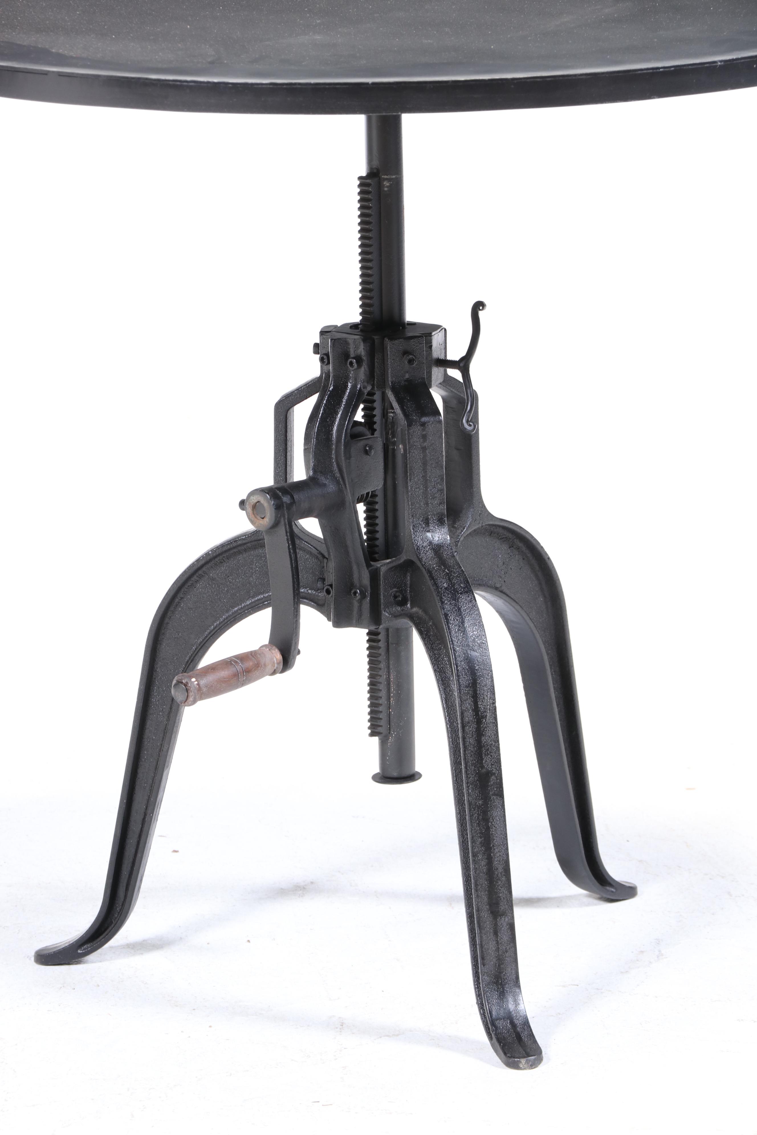 Industrial Style Black Powder-Coated Iron Adjustable-Height Crank ...