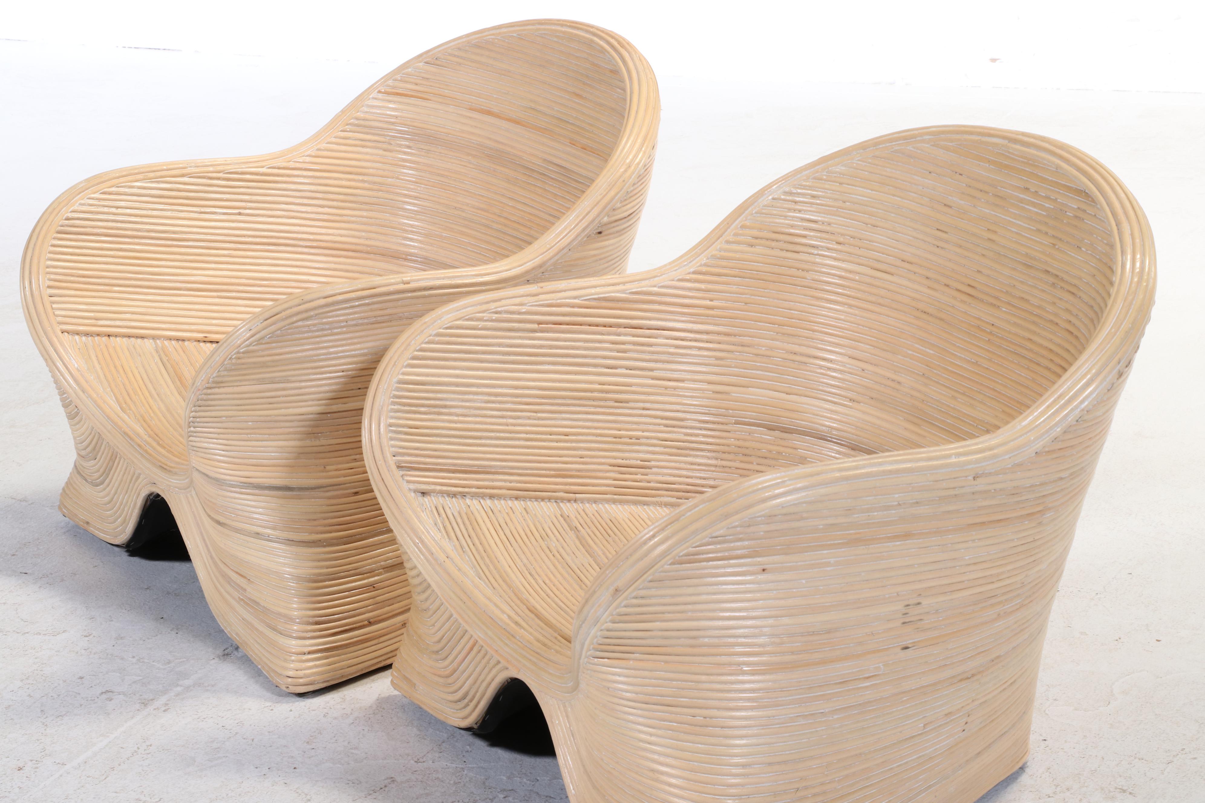 Pair of Modernist Style Rattan Low Chairs | Everything But The House