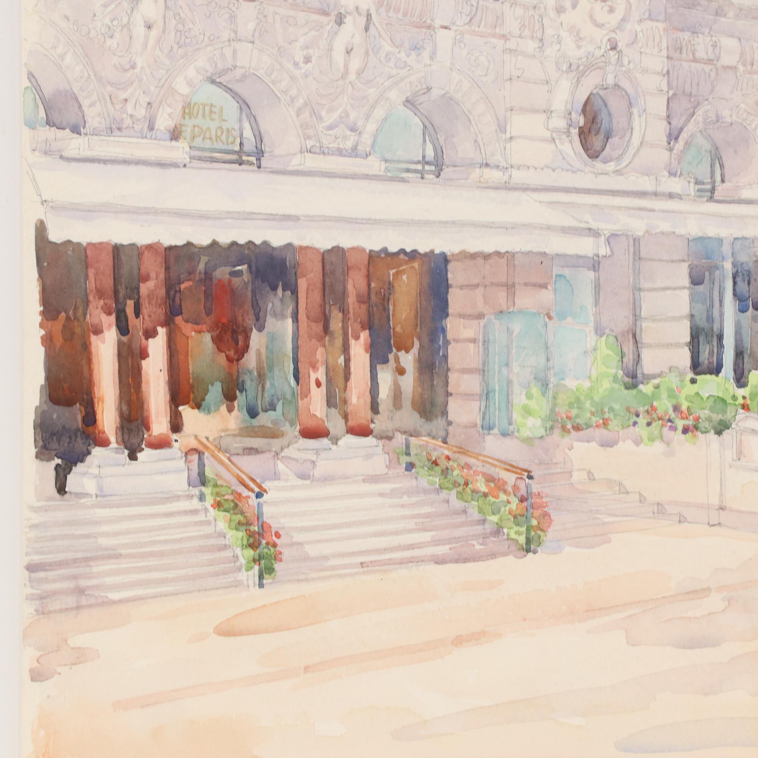 Rino Golinelli Watercolor Painting of Hotel de Paris, 1997 | EBTH