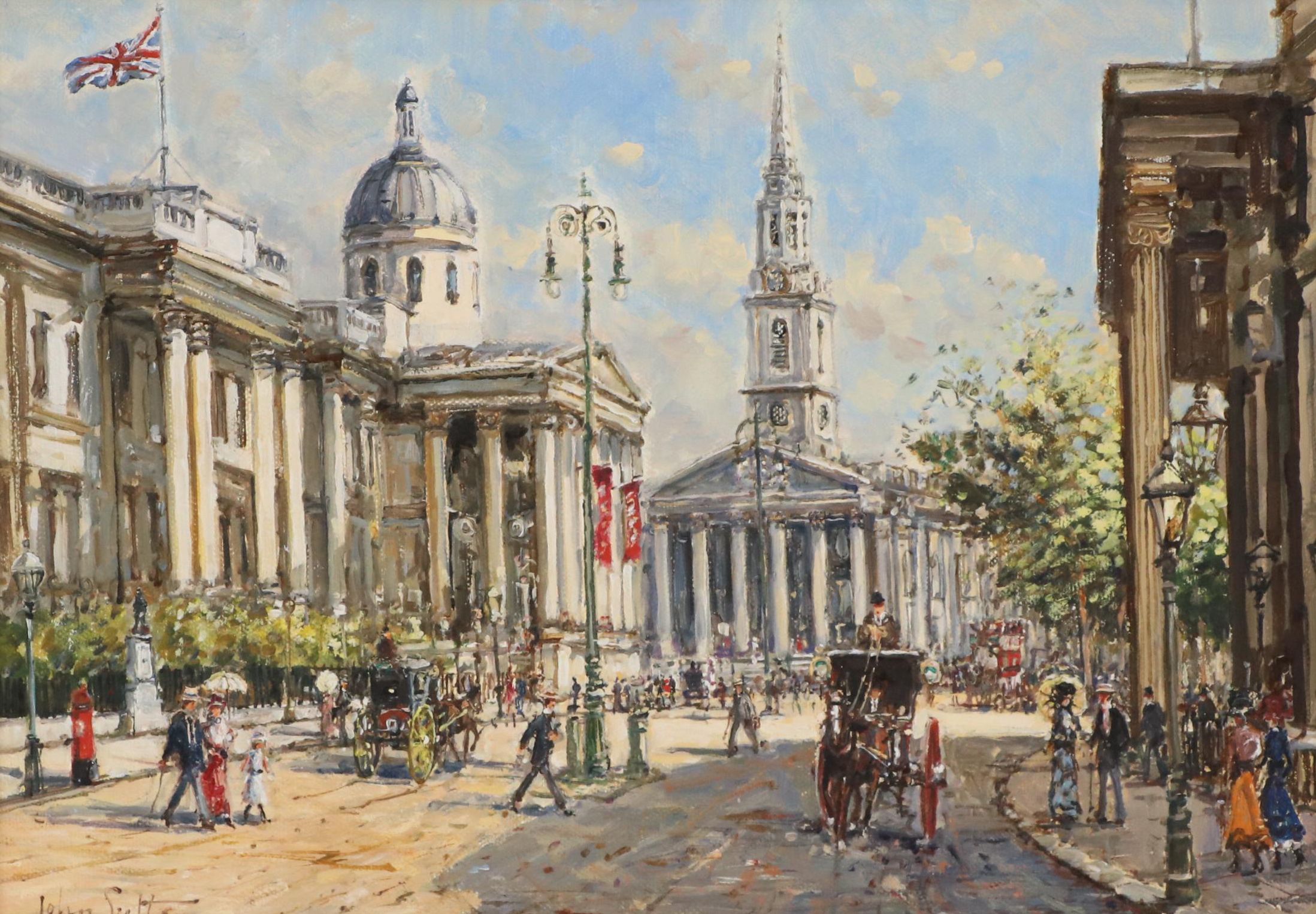 John Sutton Oil Painting "The National Gallery & St. Martin's-in-the ...