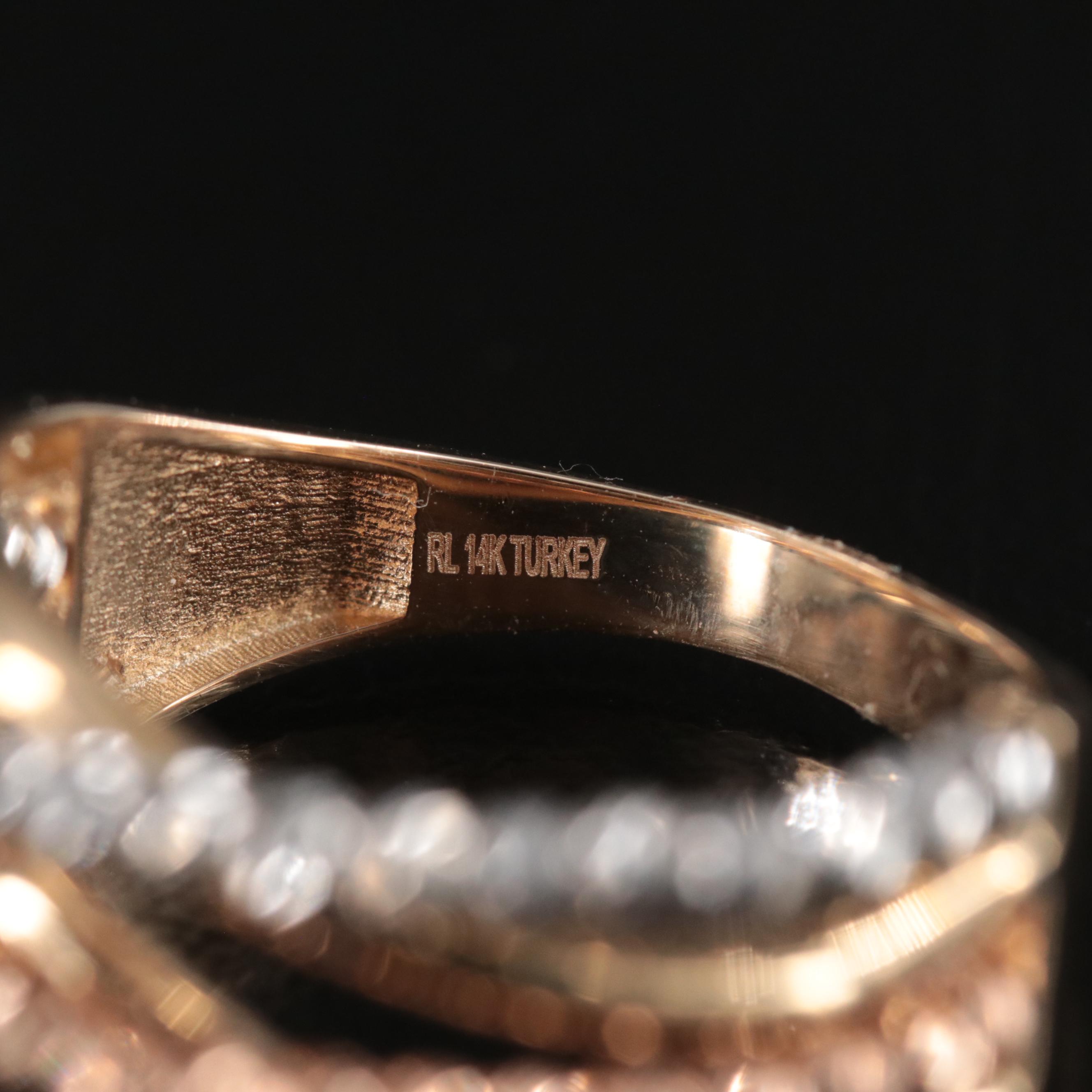 14K Crossover Ring with Two-Tone Bead Accents | EBTH