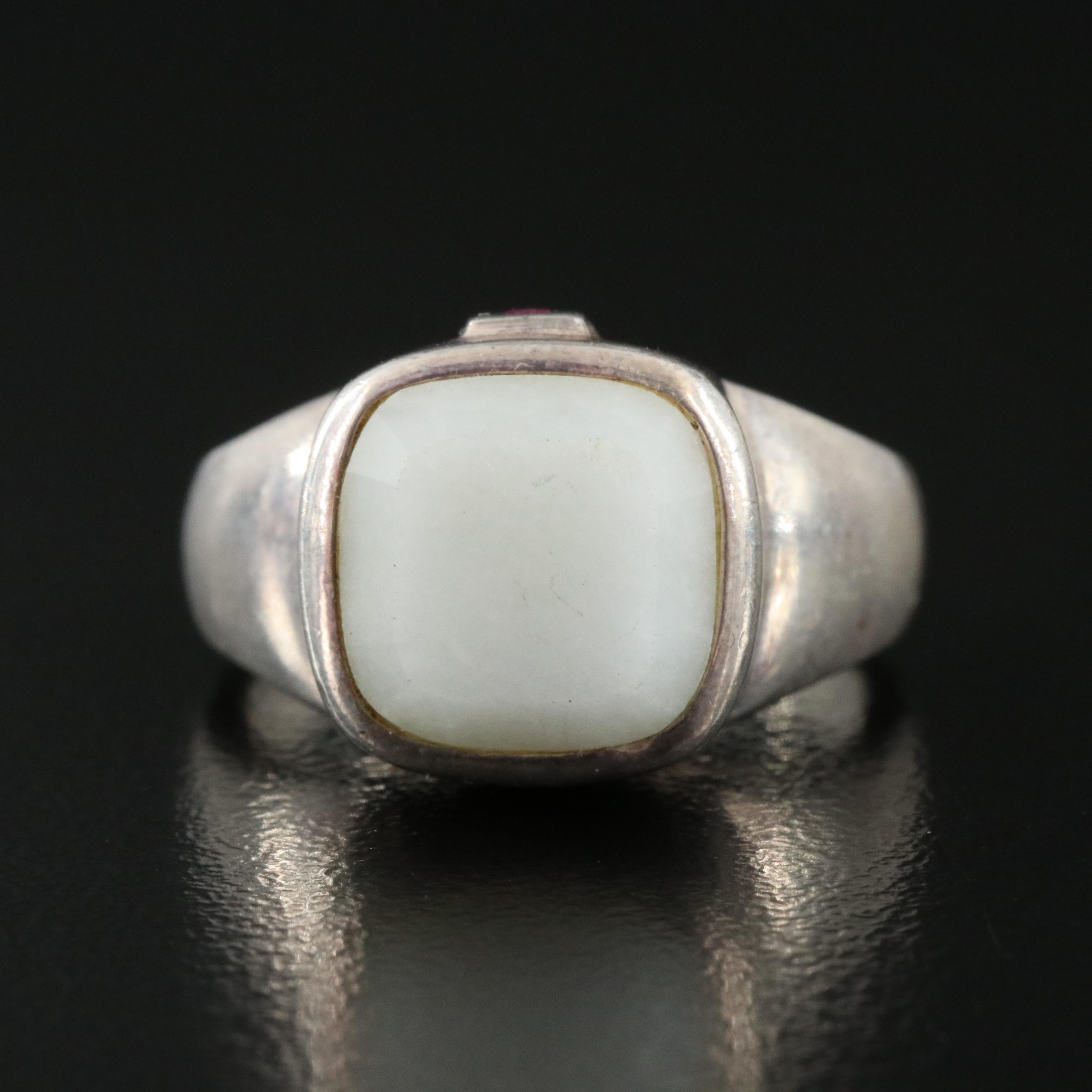 Elle Sterling Jadeite and Ruby Ring | EBTH