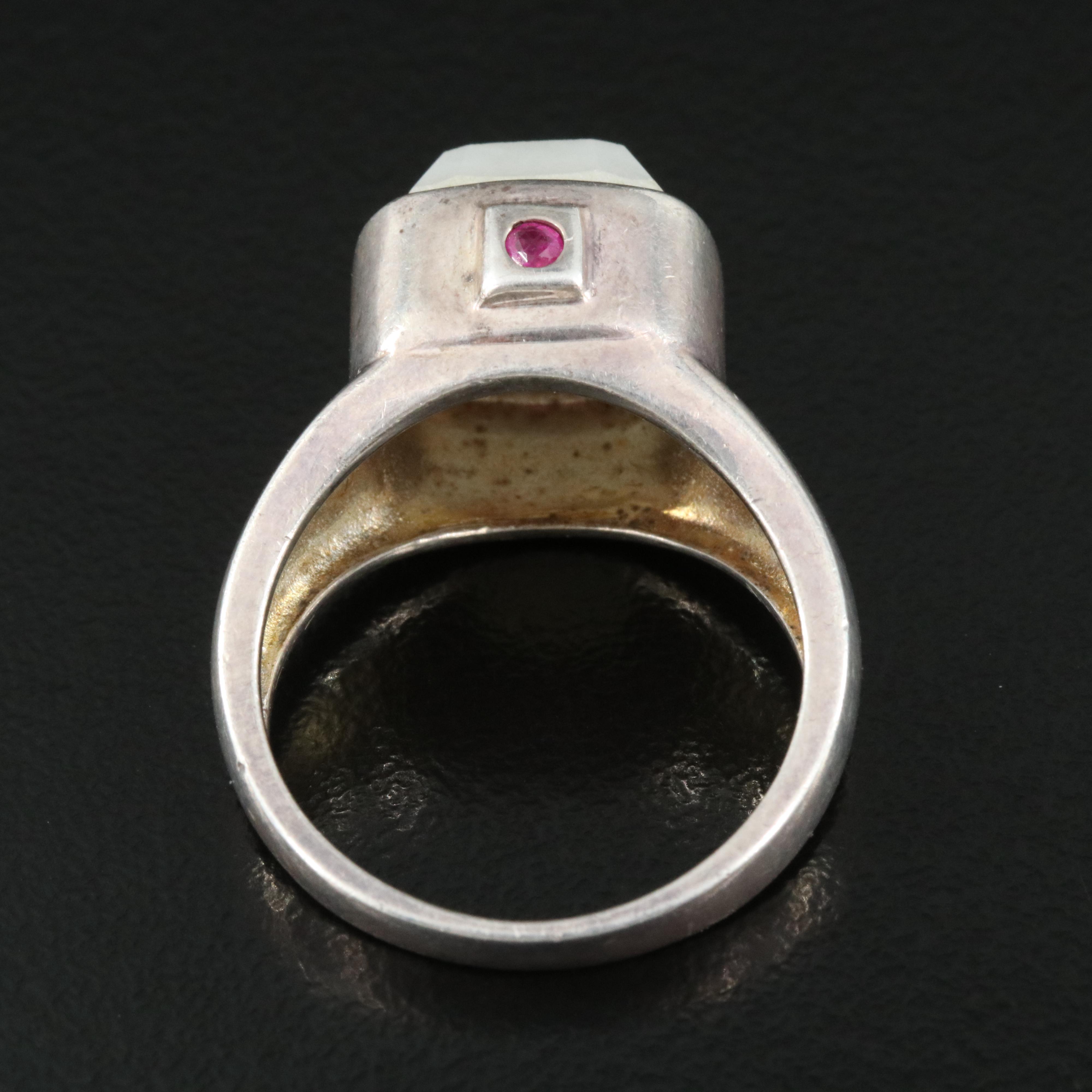 Elle Sterling Jadeite and Ruby Ring | EBTH