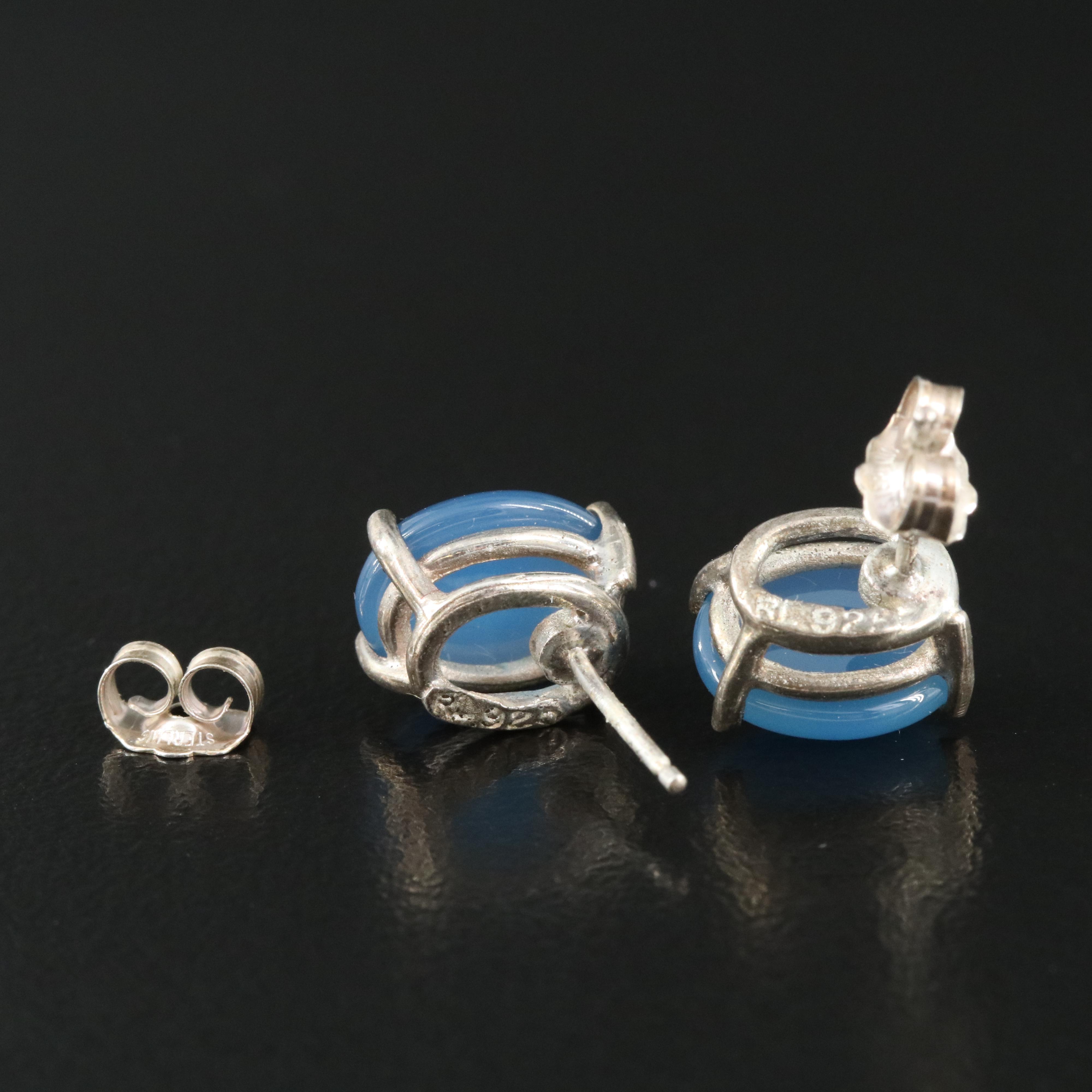 Sterling Chalcedony Stud Earrings | EBTH