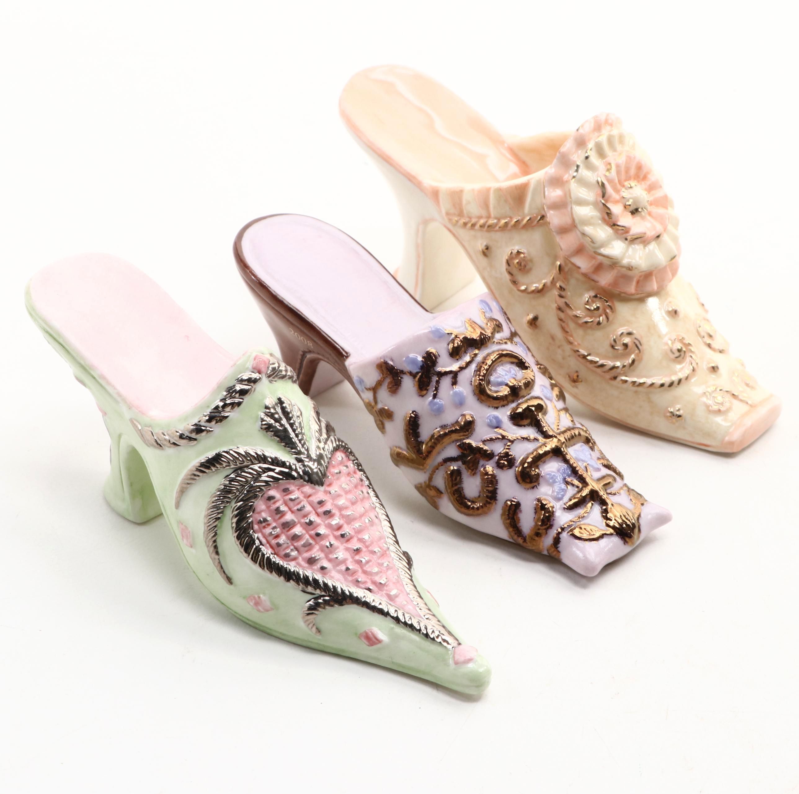 Halcyon Days Collectible Porcelain High-Heel Shoe Figures | EBTH