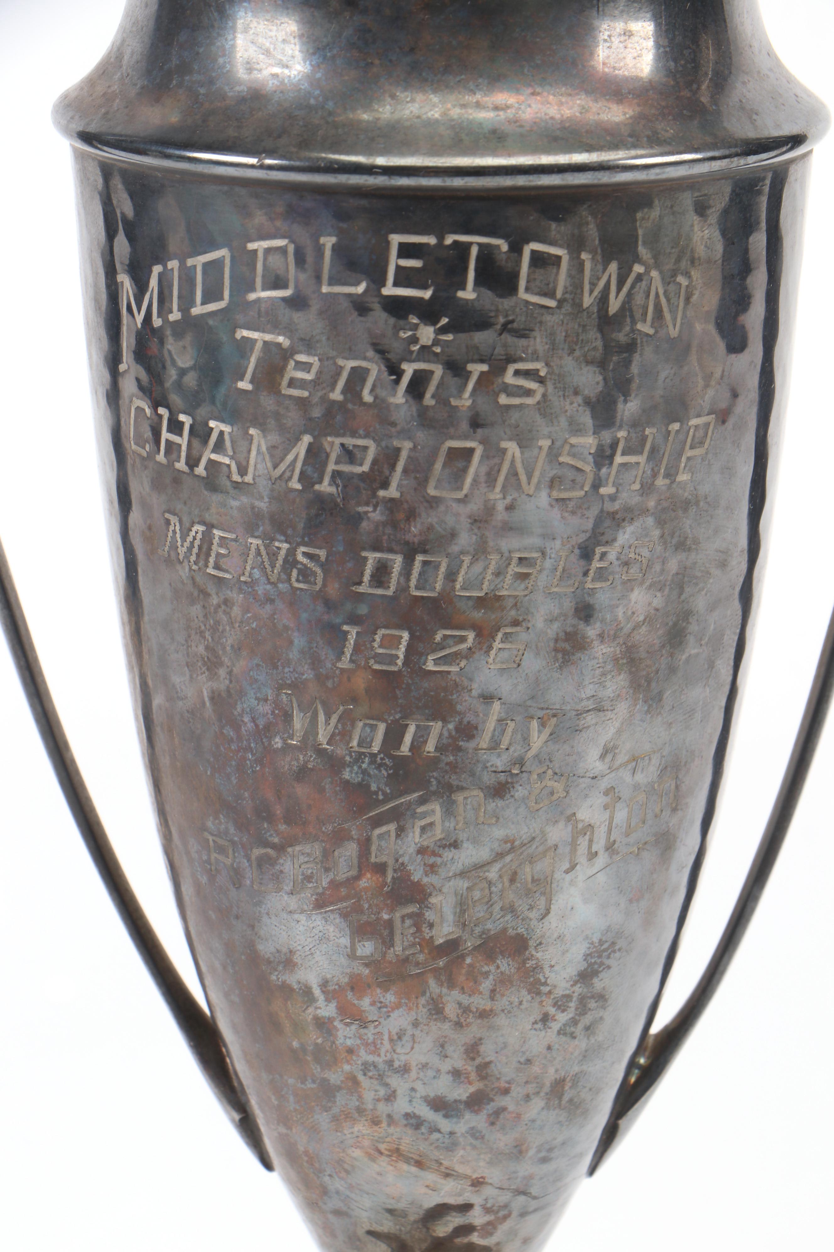 Silver Plate Middletown Tennis Trophy with Blue Ocean Trader Metal ...
