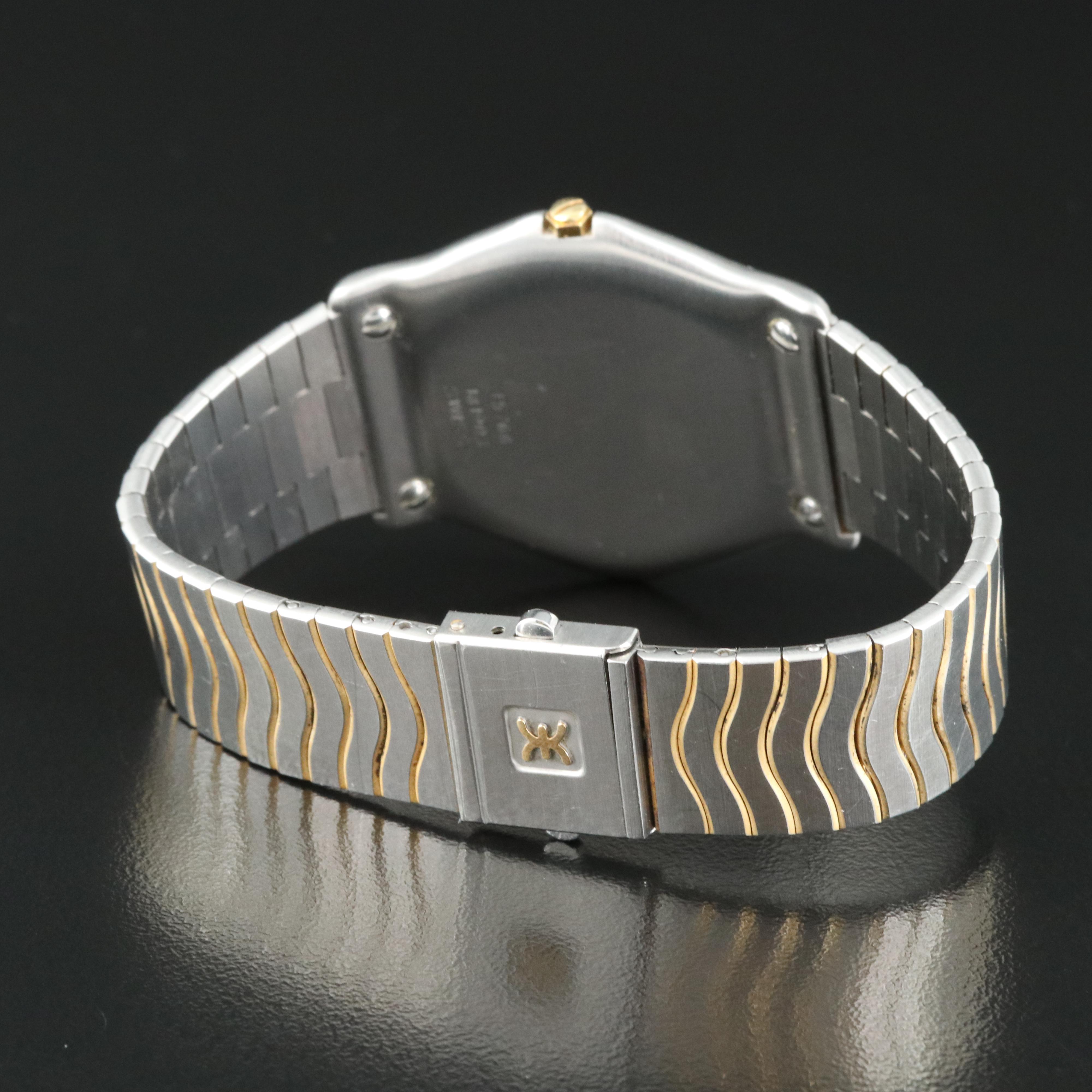 18K and Stainless Steel Ebel Diamond Dial Classic Wave Wristwatch ...