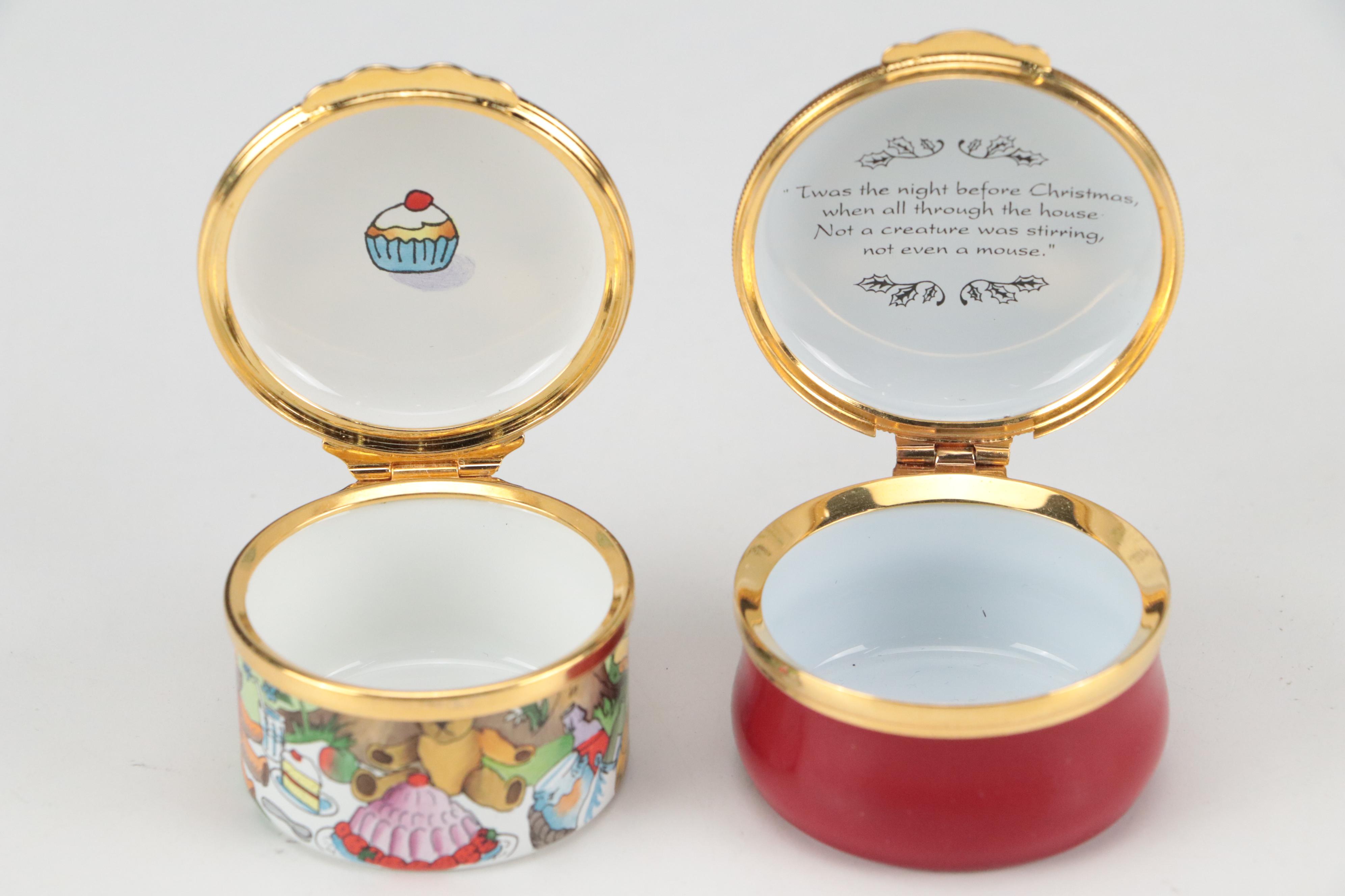 Crummles & Co. and Halcyon Days Christmas Themed Enameled Boxes | EBTH