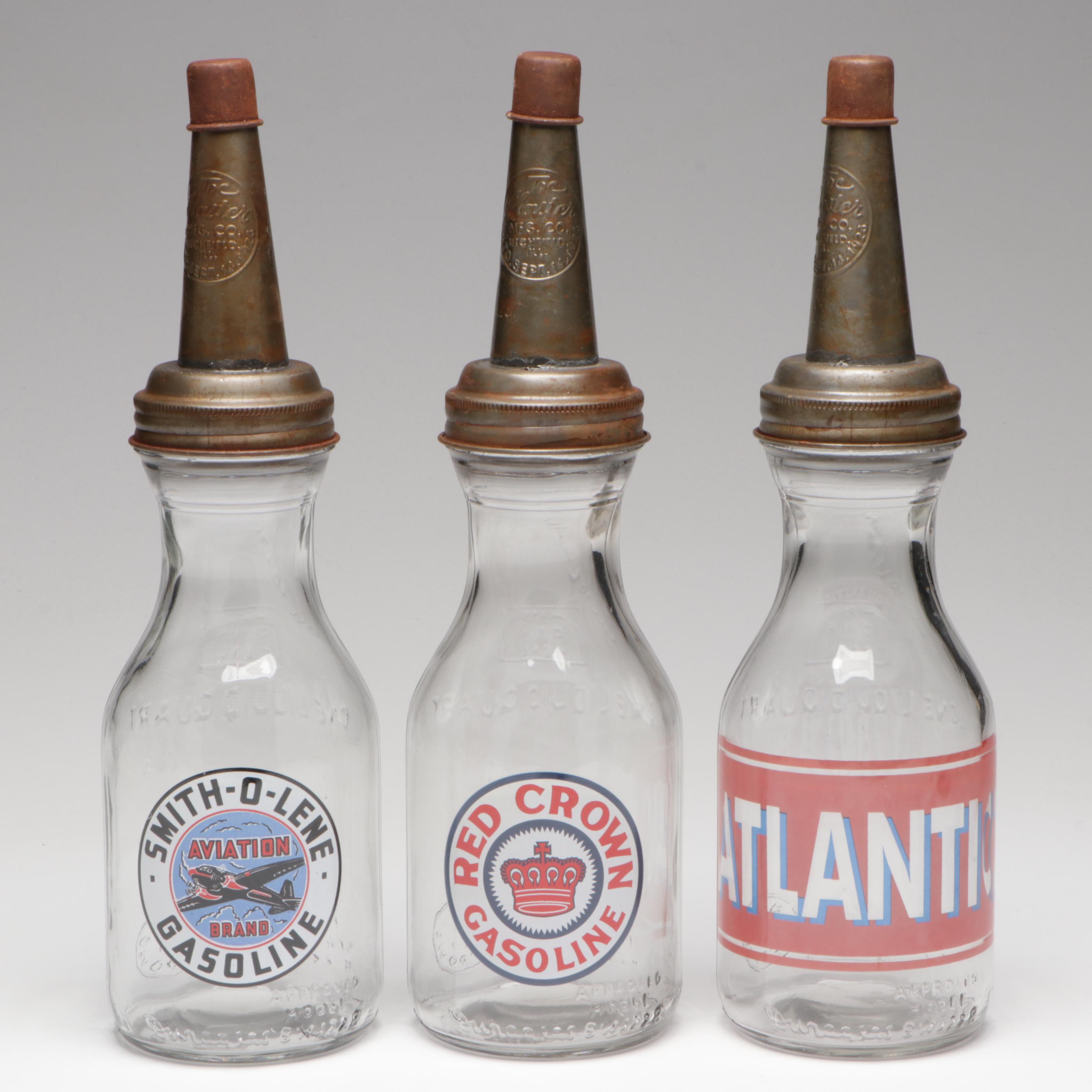 Smith-O-Lene, Red Crown Auto Oil Advertising Bottles, Pour Spouts ...