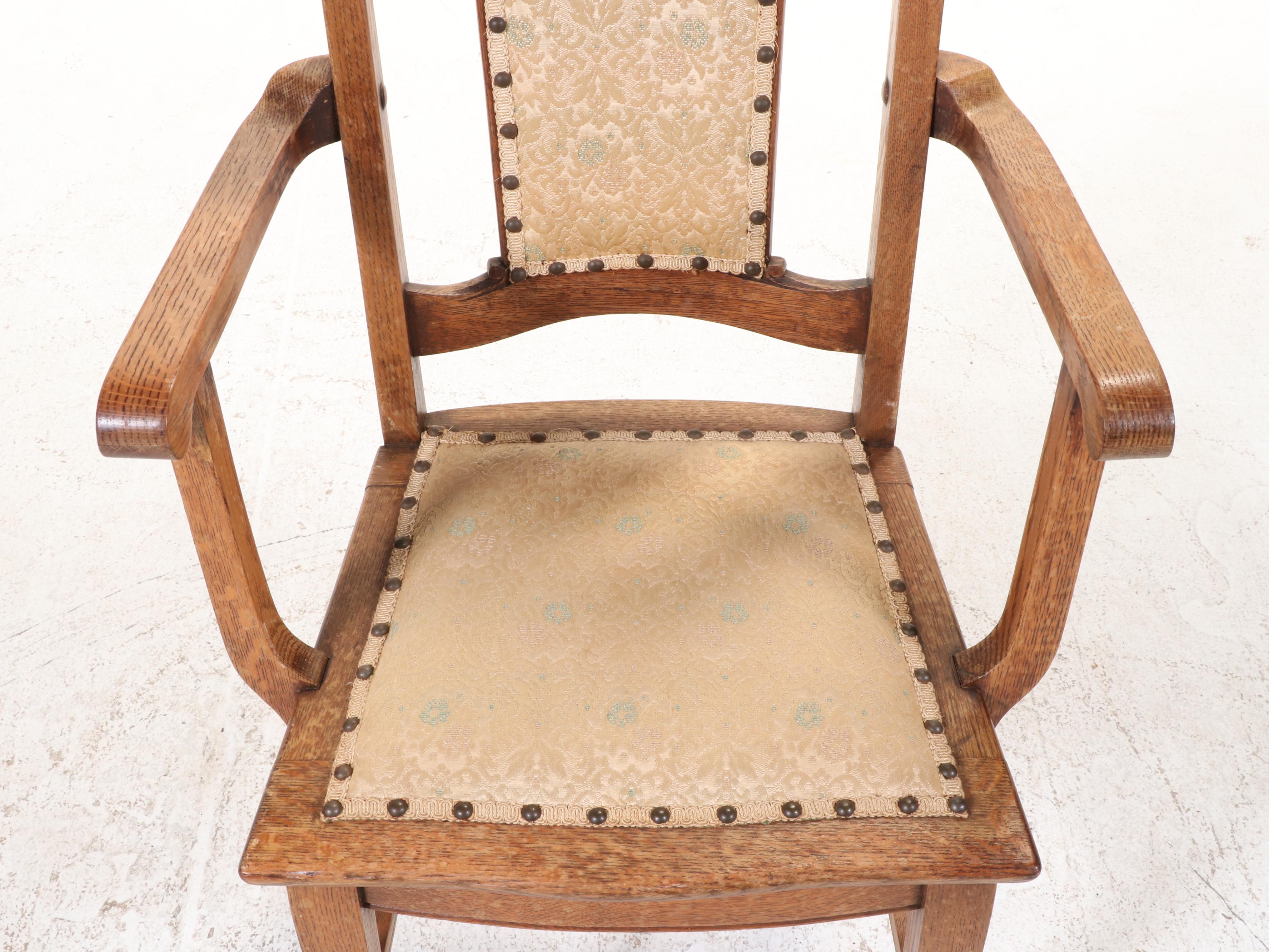 Six American Colonial Revival Quartersawn Oak Dining Chairs, Early 20th ...