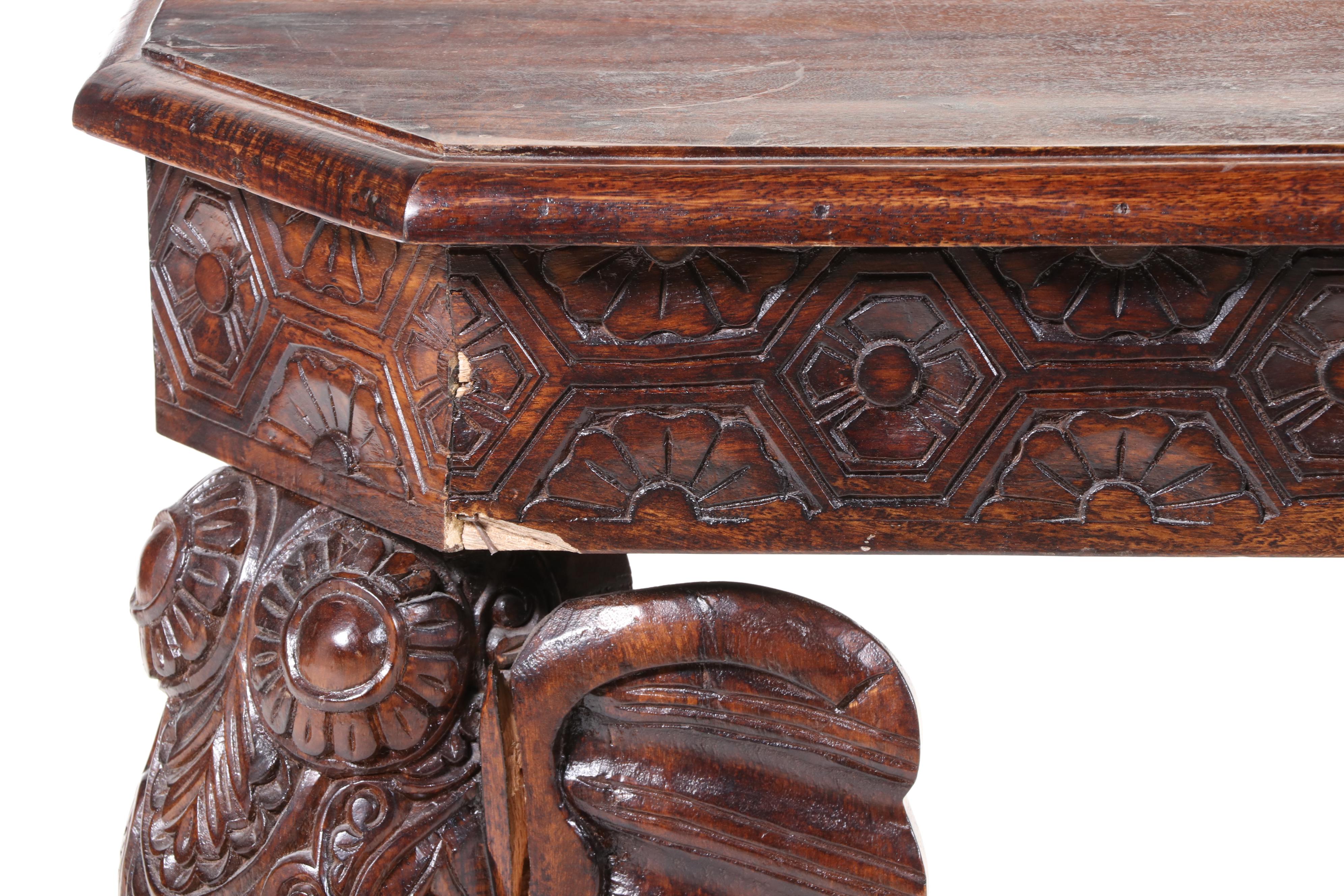Indian Carved Hardwood Elephant Console Table | EBTH