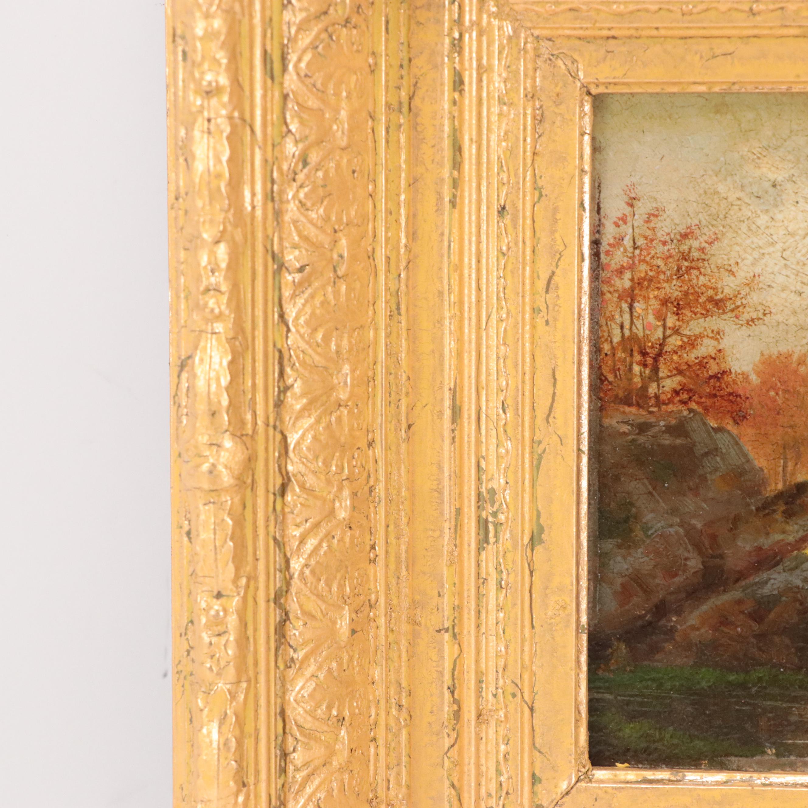 Attributed to Robert Von Ness Oil Painting of Pastoral Landscape, 19th ...