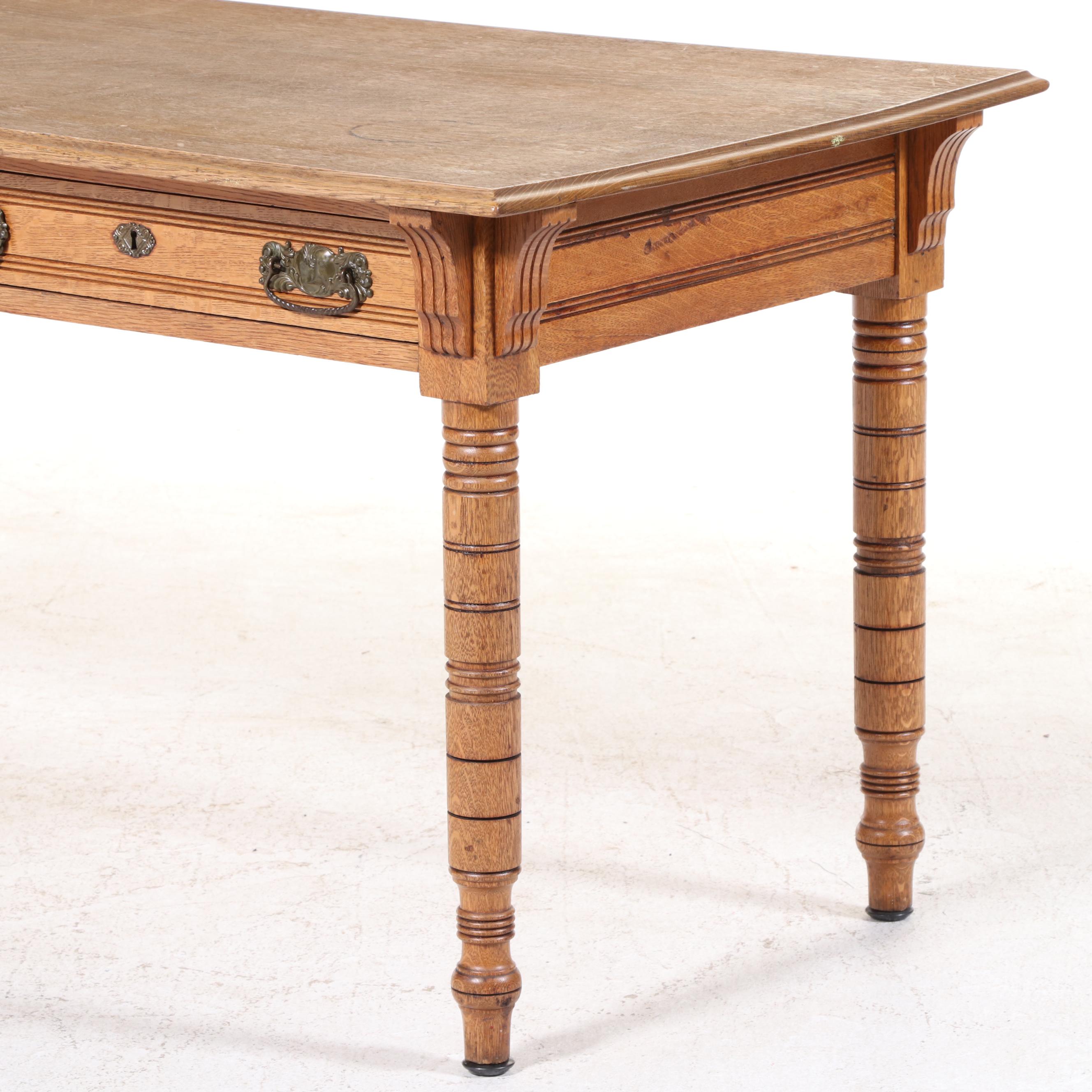 Late Victorian Quartersawn Oak Library Table, Circa 1900 | Everything ...