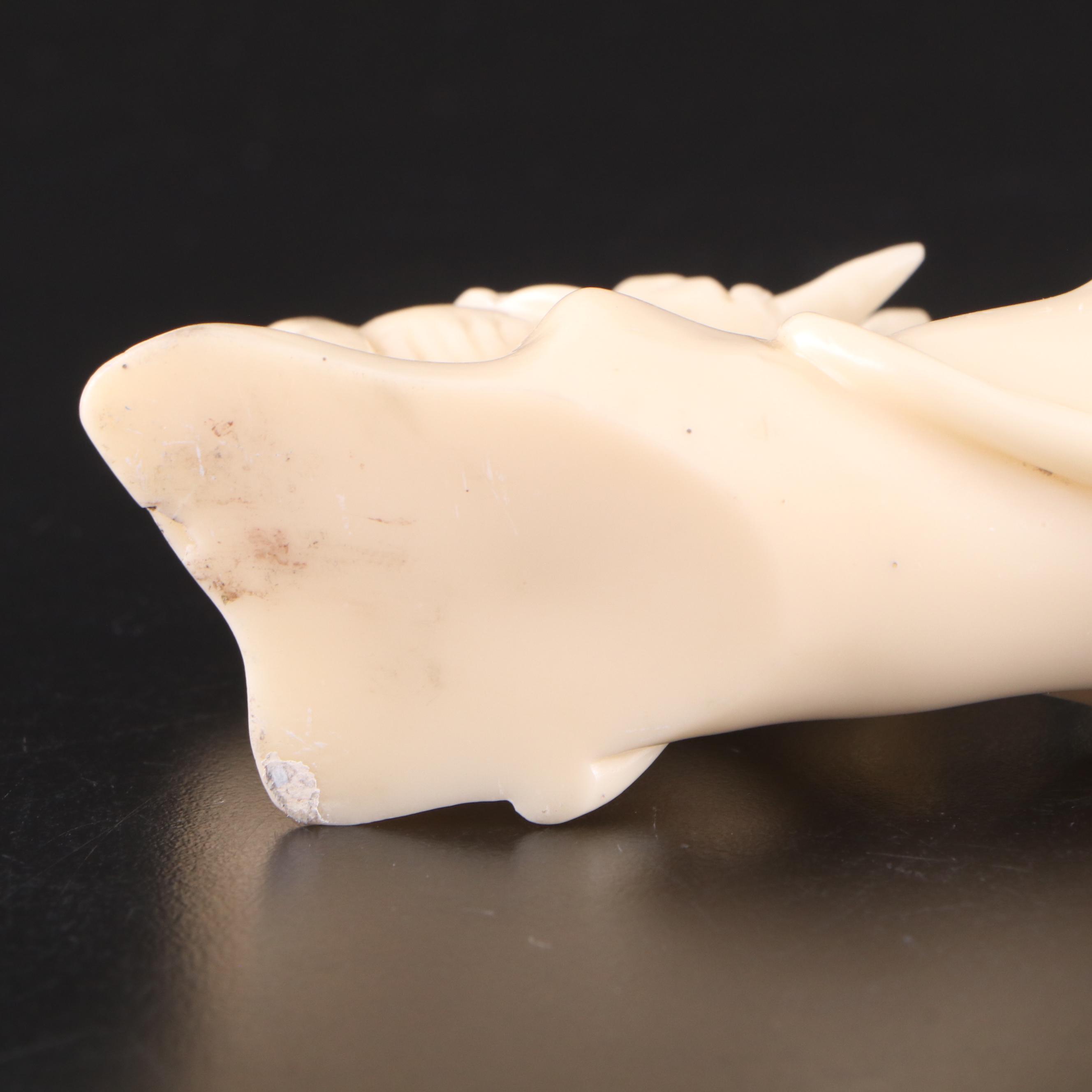 Carved Asian Elephants on Faux Ivory Tusk | Everything But The House