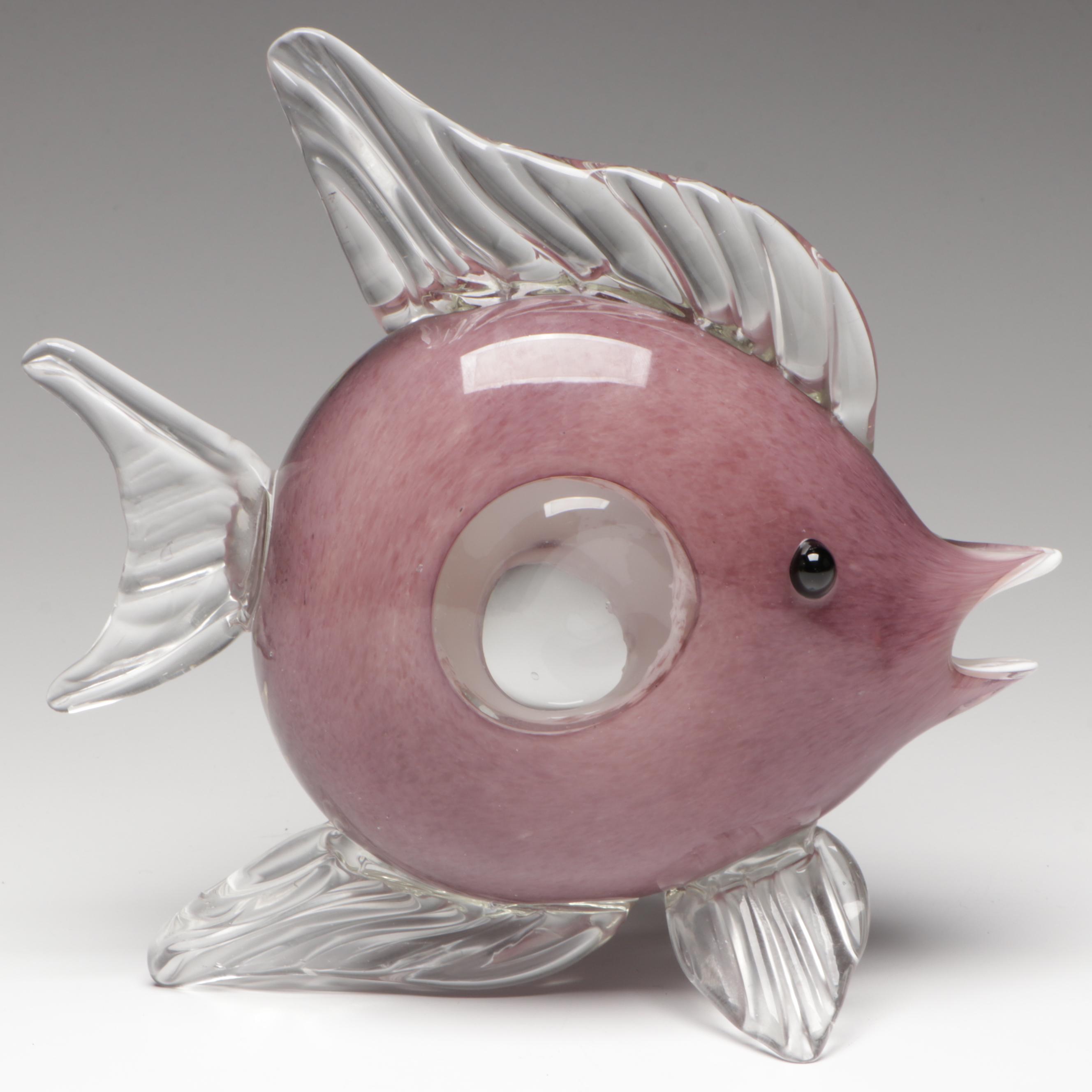 Murano Style Glass Fish Bottle with Sea Life Glass Figurines | EBTH