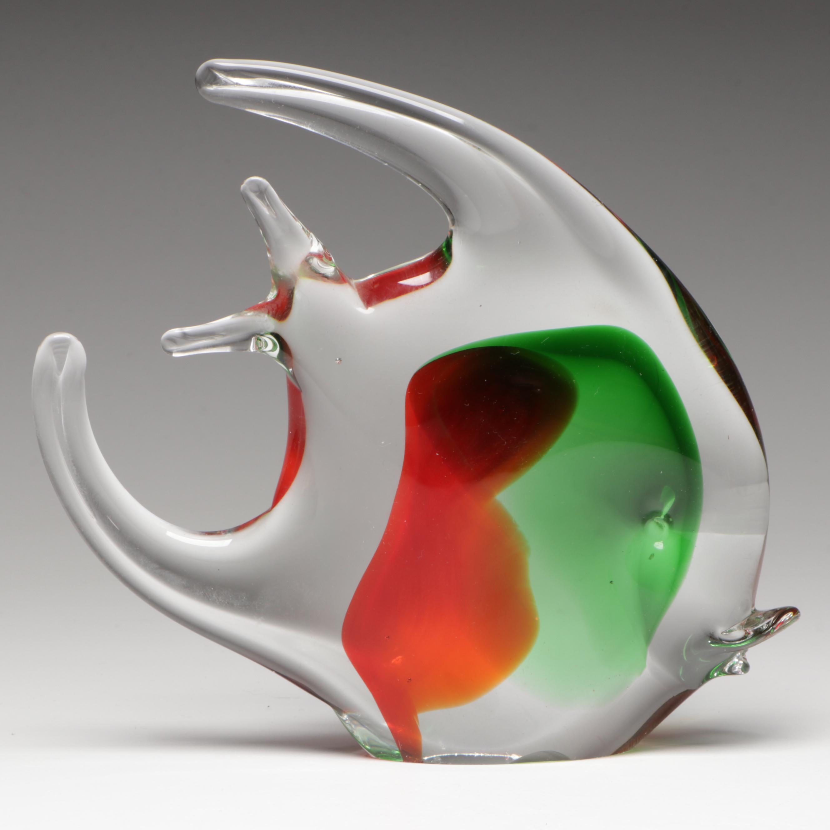 Murano Style Glass Fish Bottle with Sea Life Glass Figurines | EBTH