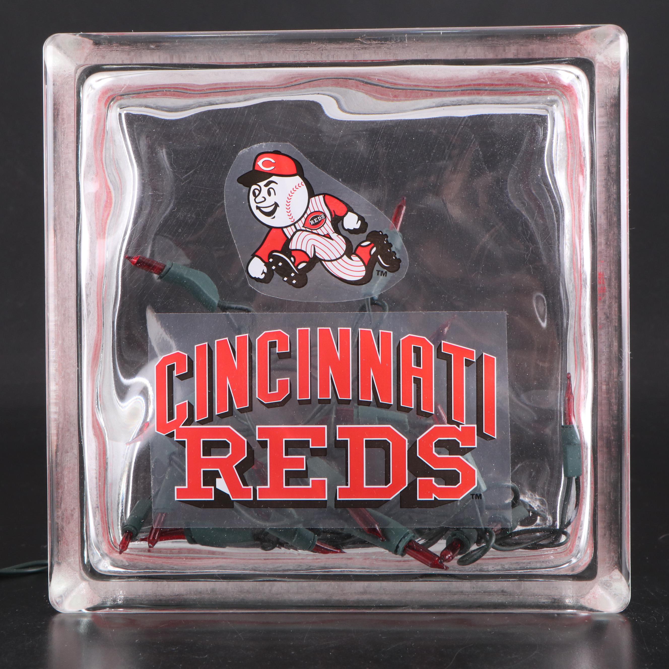 Vintage Cincinnati Reds Glass Baseball Light | EBTH