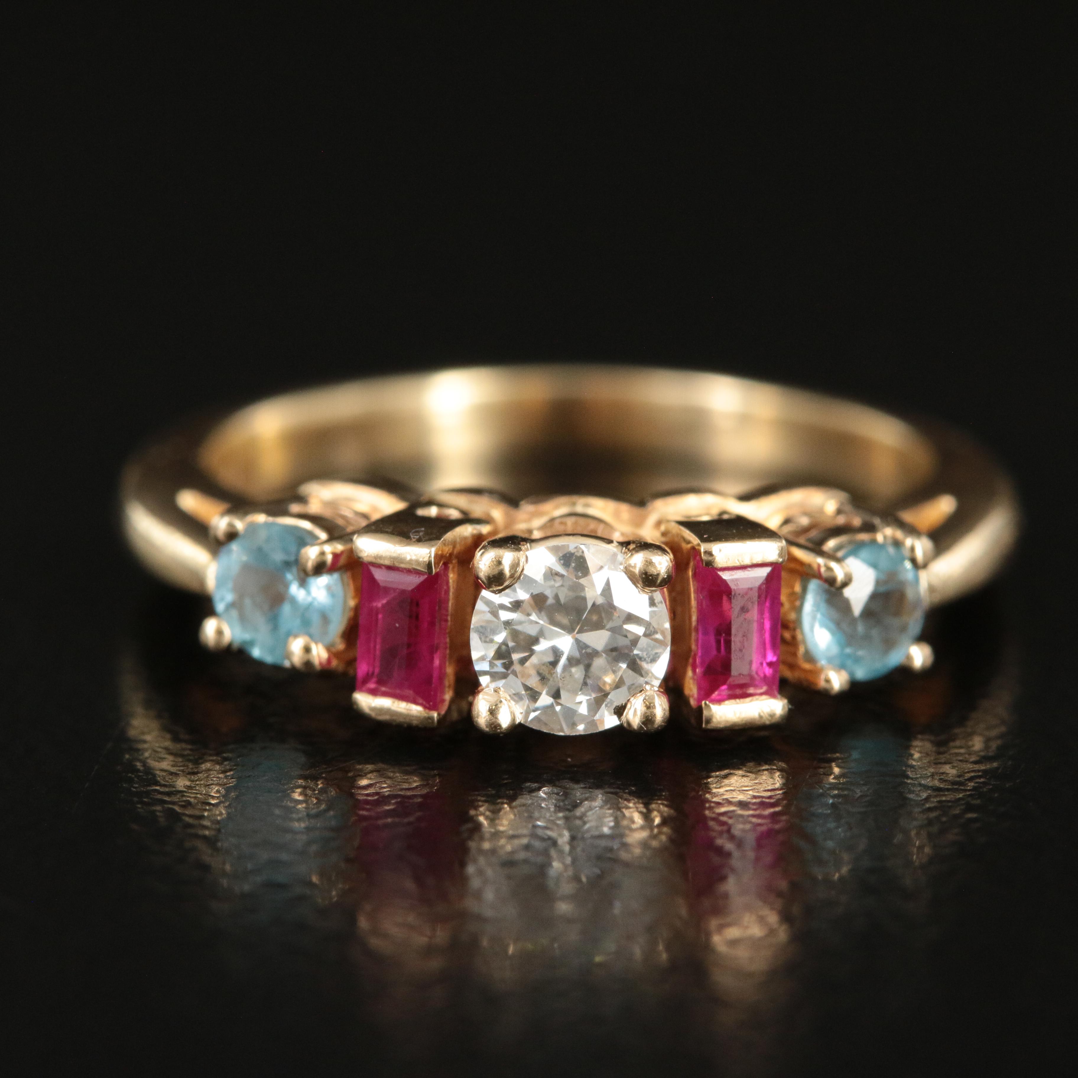 14K Diamond, Topaz and Ruby Ring | EBTH