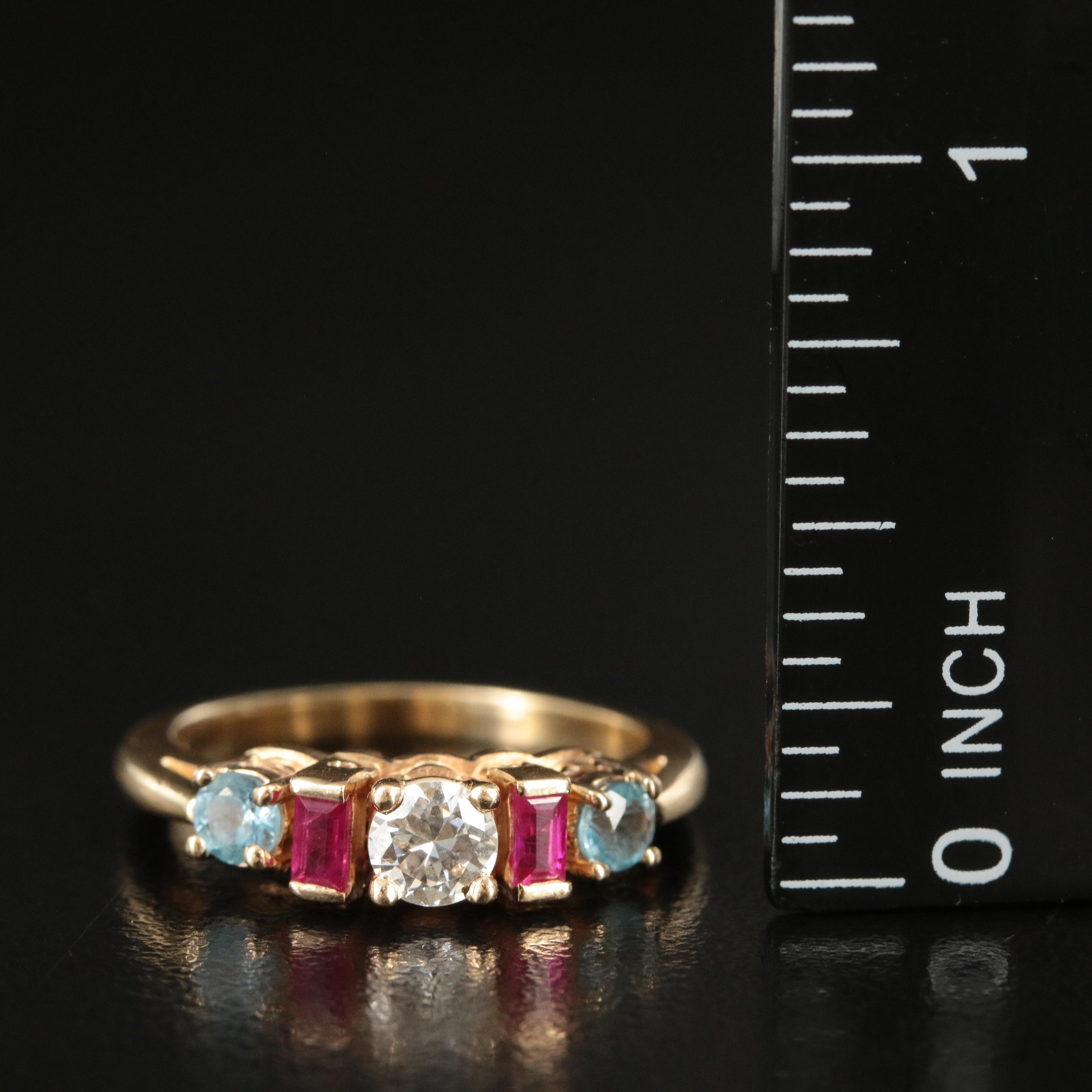 14K Diamond, Topaz and Ruby Ring | EBTH