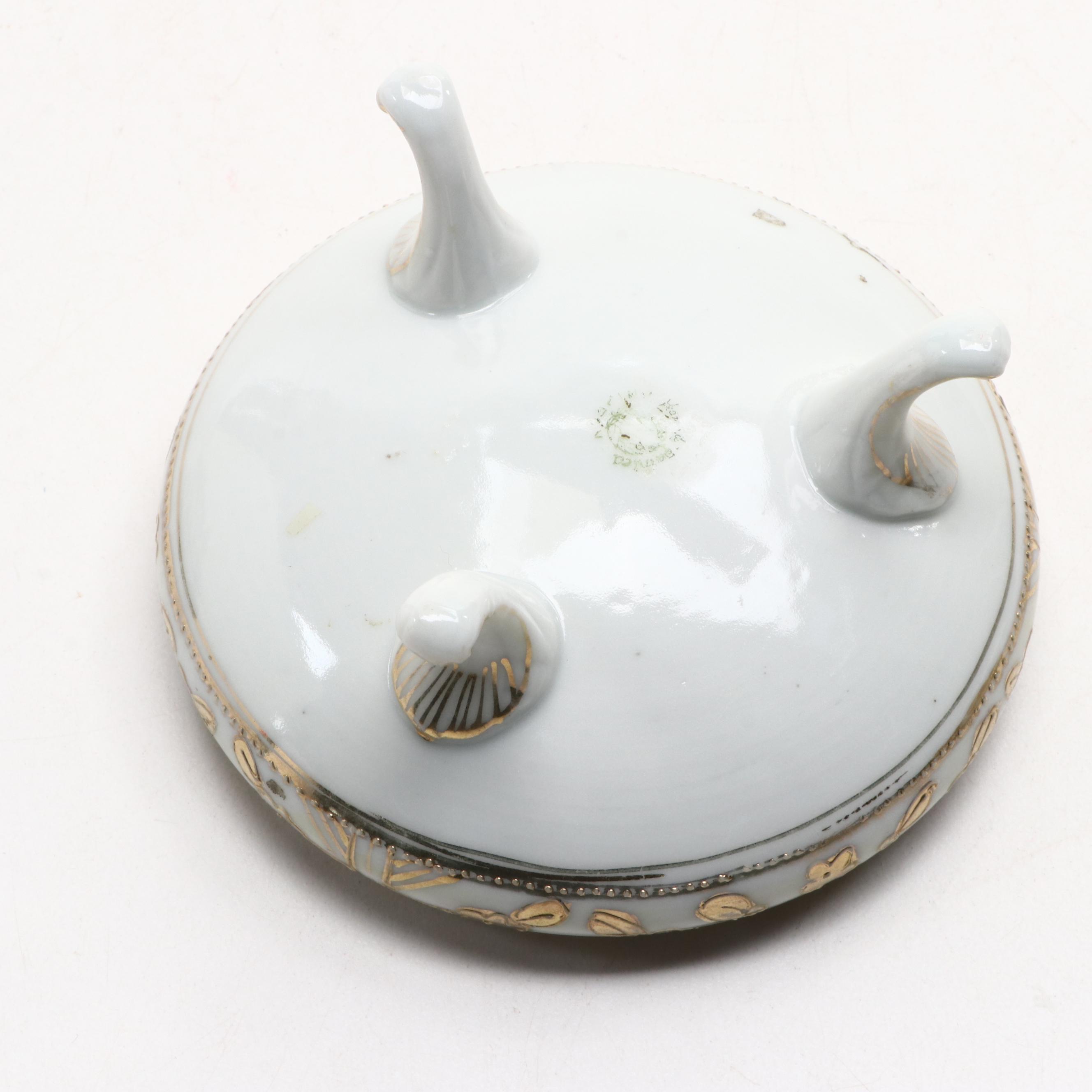 Nippon and Other Victorian Porcelain Hair Receivers, Late 19th/ Early ...