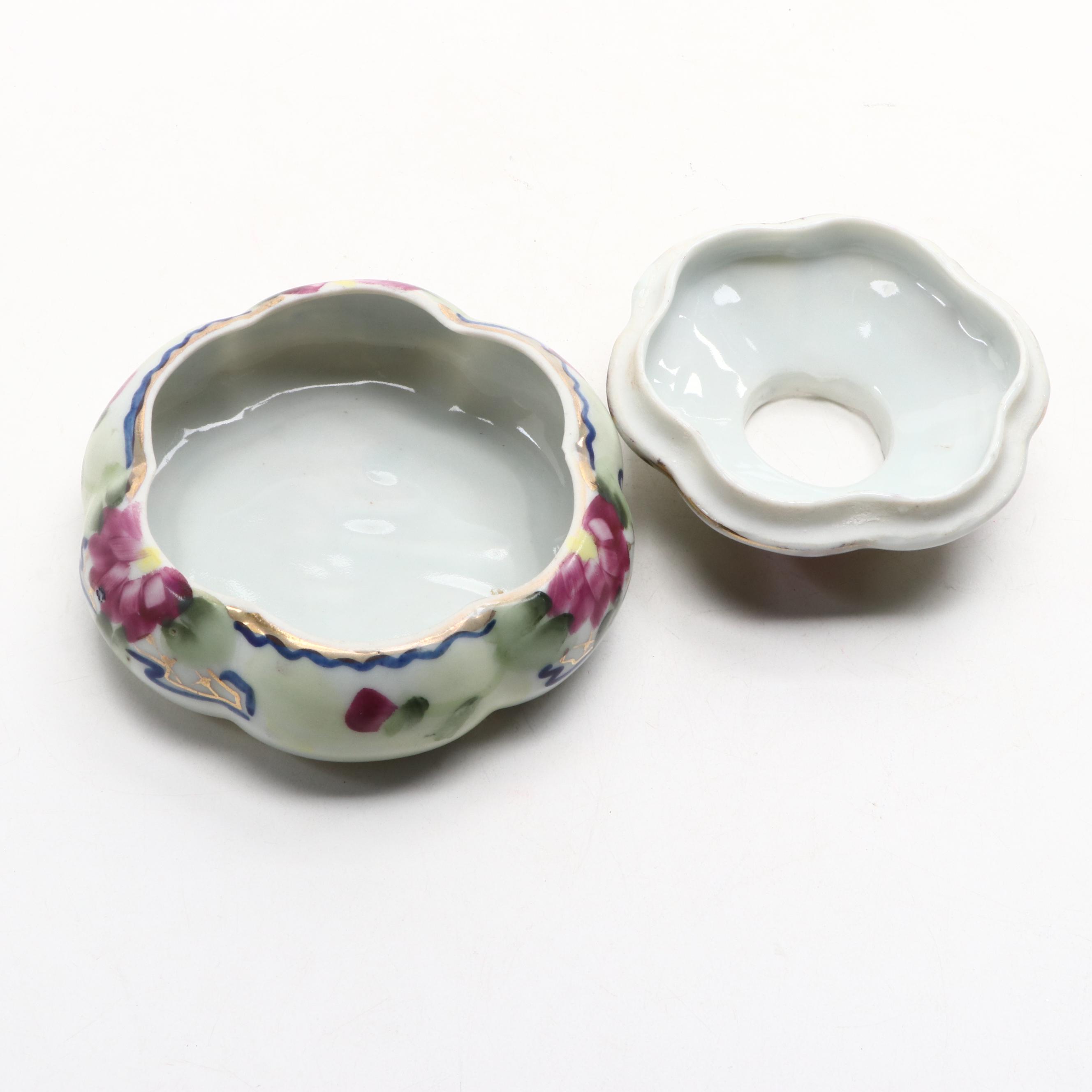Nippon and Other Victorian Porcelain Hair Receivers, Late 19th/ Early ...