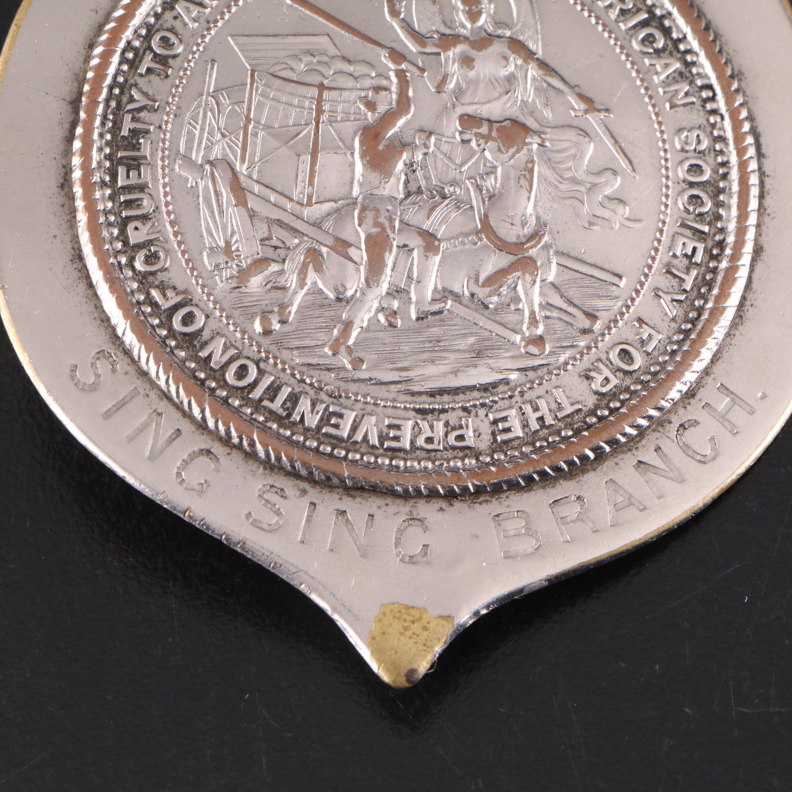 Vintage Obsolete Pattern ASPCA Sing Sing Branch "Special Agent" Badge ...