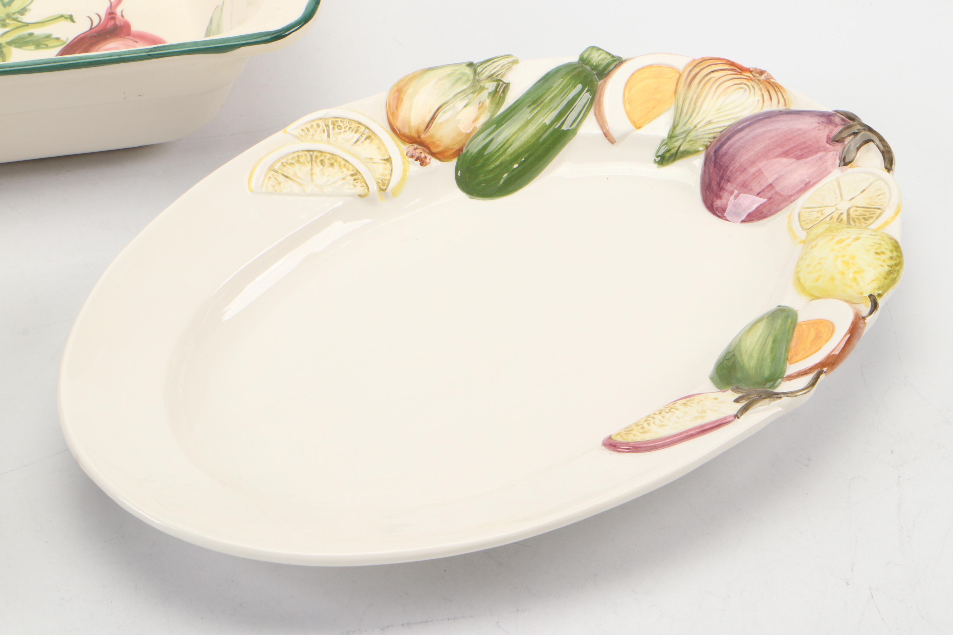 San Marco and Other Hand-Painted Plant Themed Ceramic Serveware | EBTH