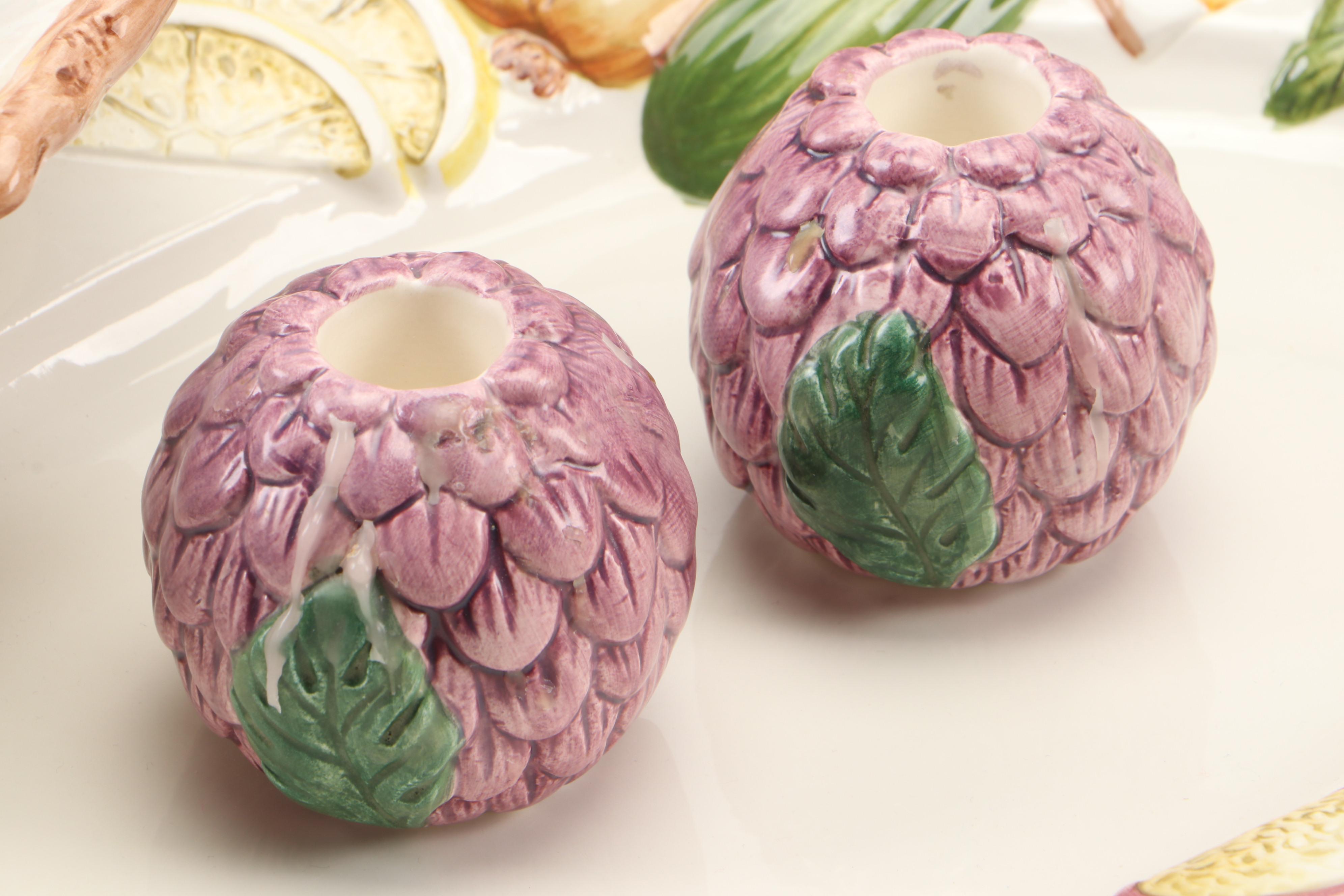 San Marco and Other Hand-Painted Plant Themed Ceramic Serveware | EBTH