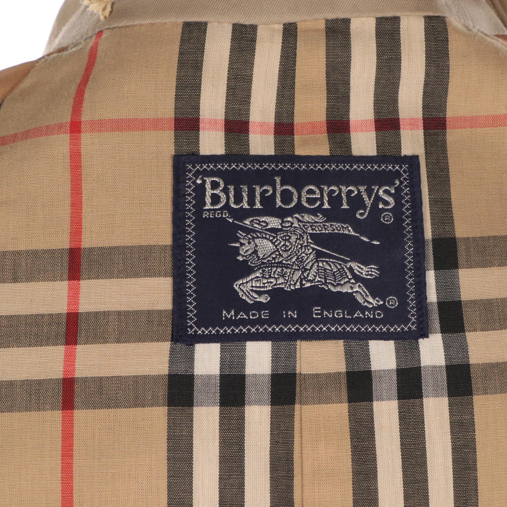 Burberrys Khaki Double-Breasted and Belted Trench Coat with Nova Check ...