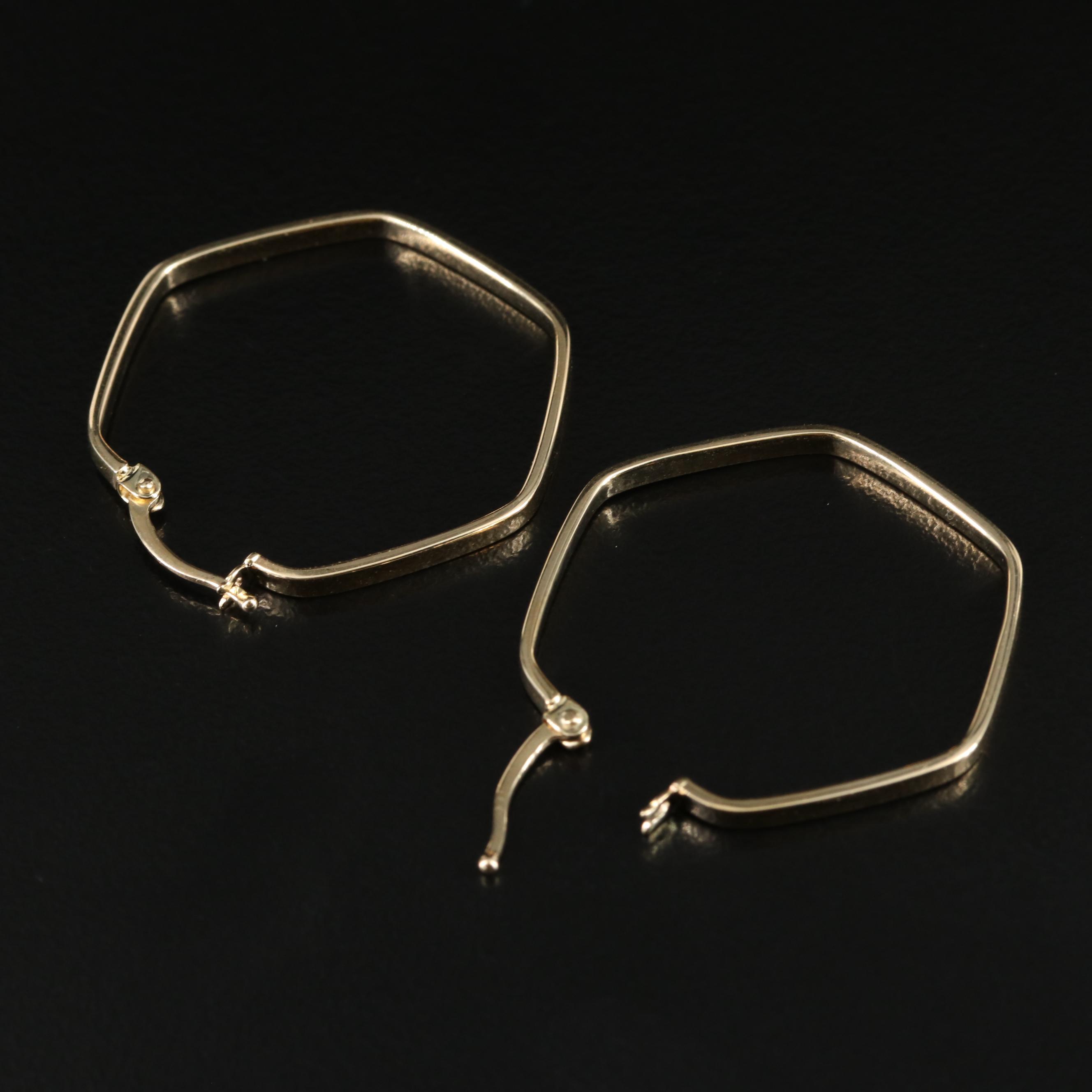 14K Hexagonal Hoop Earrings | EBTH