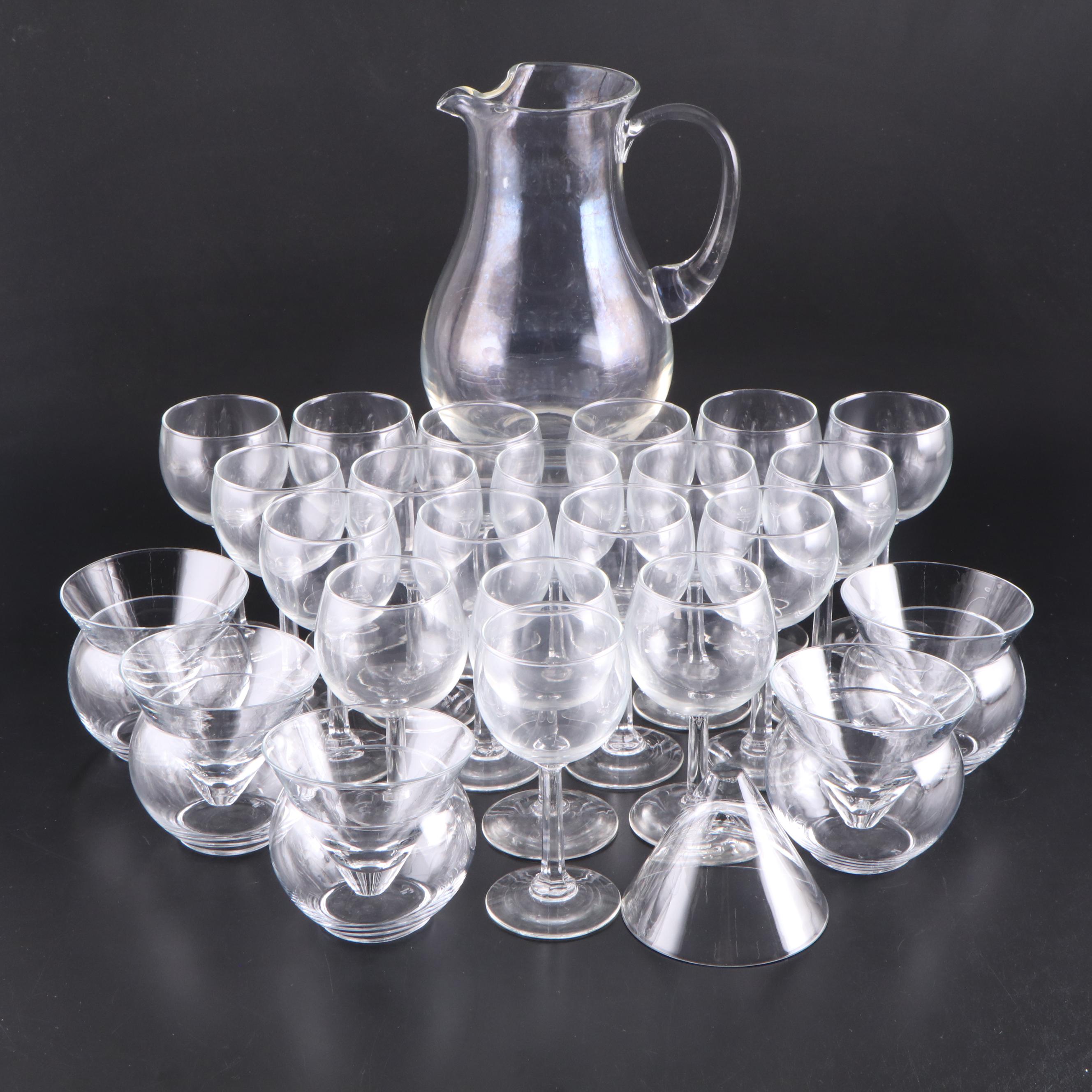 Glass Caviar Servers with Wine Glasses and Pitcher | EBTH