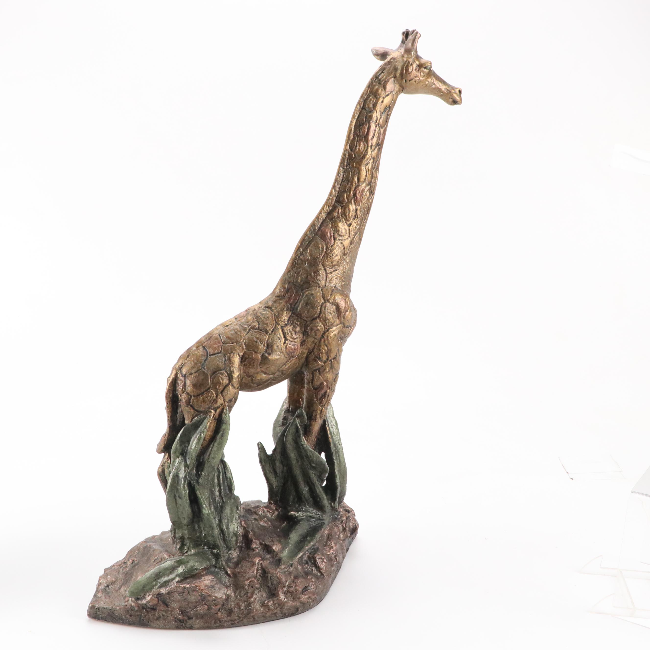 Brass Finish Resin Giraffe Figure | EBTH