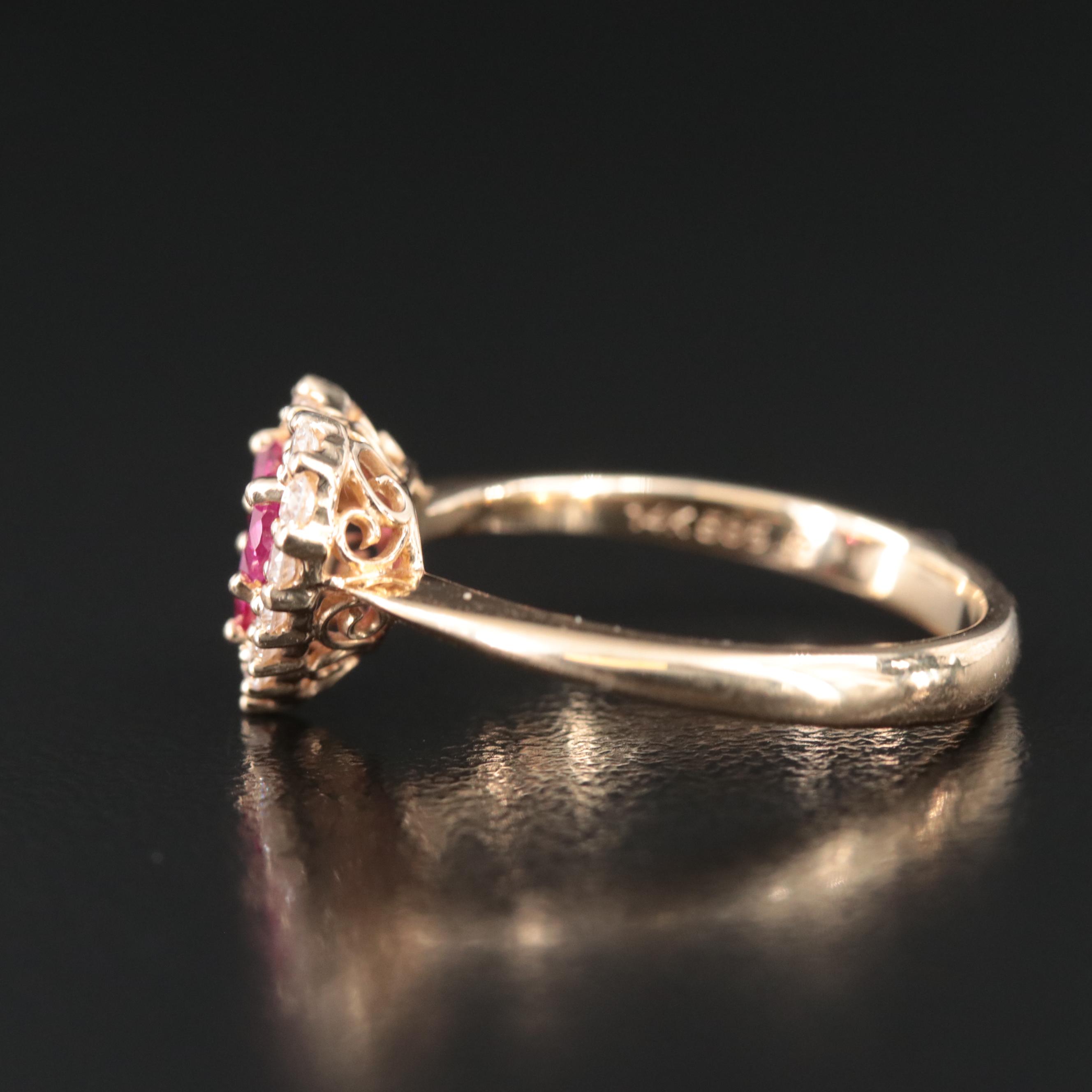 14K Ruby and Diamond Heart Ring | EBTH