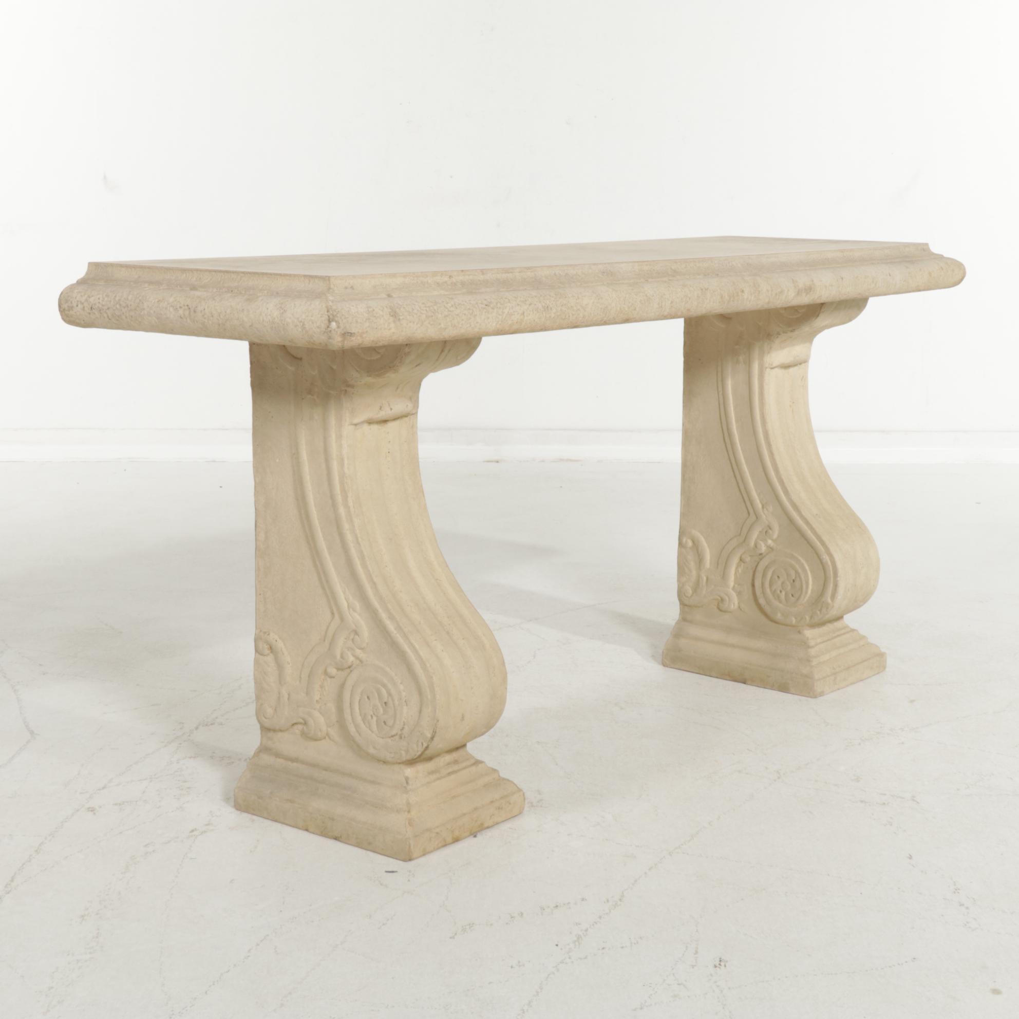 Classical Style Faux-Stone Pedestal Console Table | EBTH