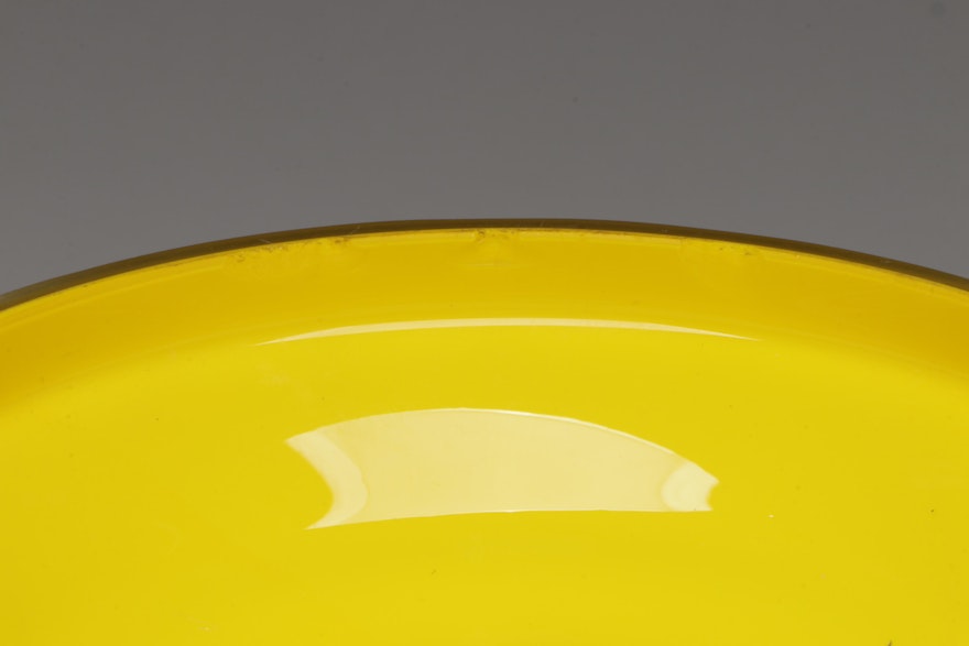 Art Deco Style Yellow Glass Footed Bowl Mid To Late 20th Century Ebth