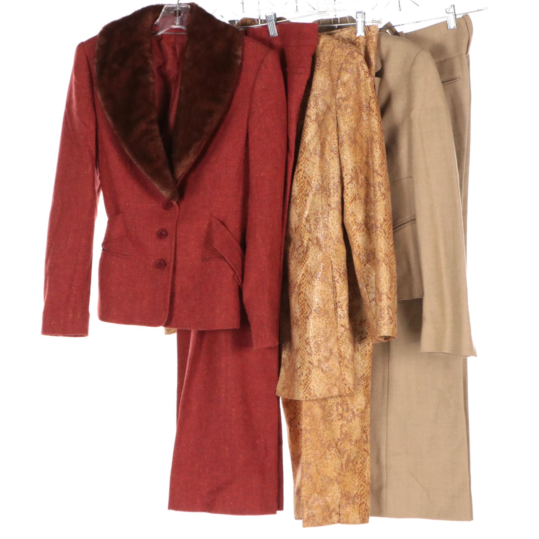 BCBG Max Azria Beige Wool Suit, Harvé Benard Snake Print Suit, Other ...