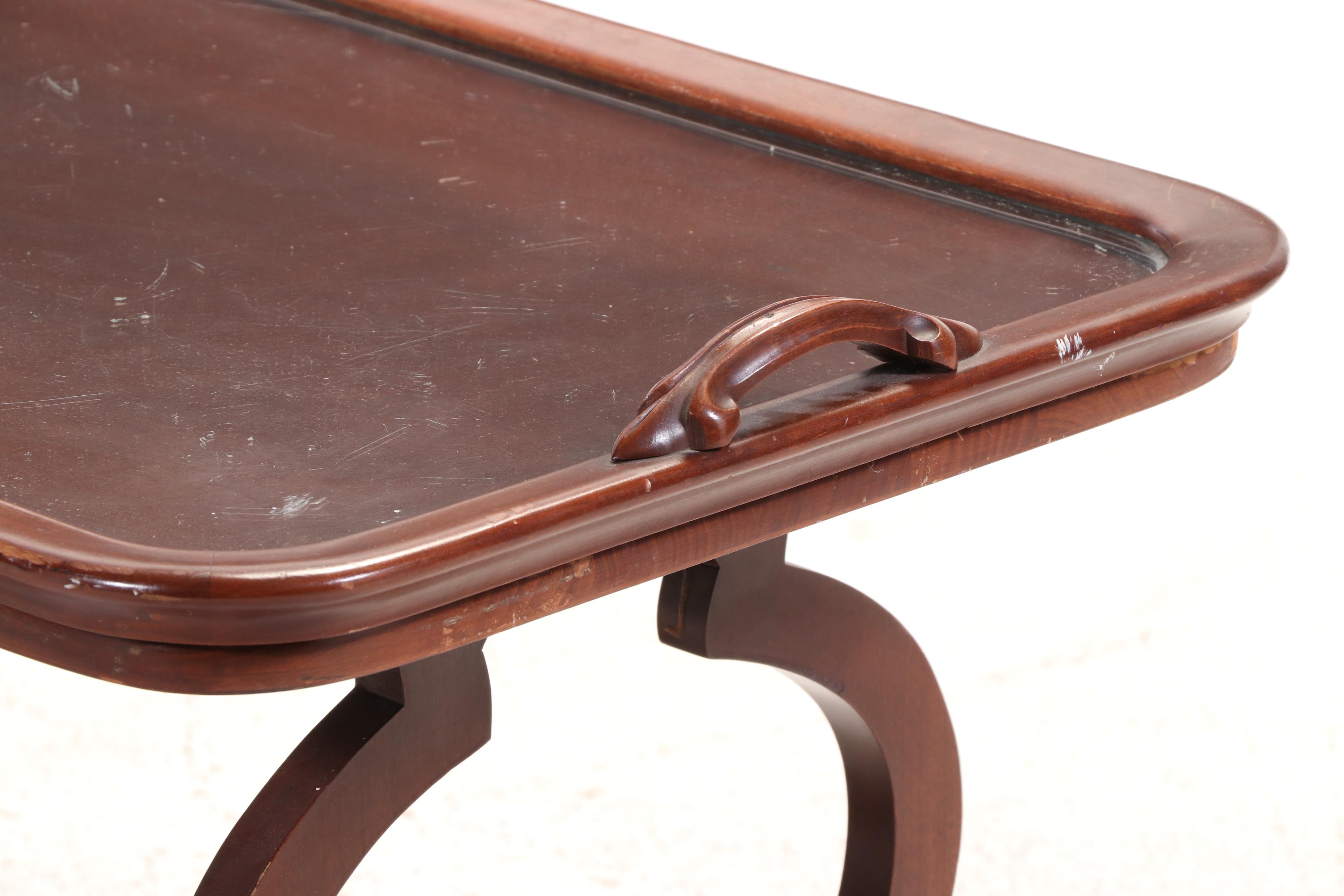 Hardwood and Glass Tray Top Coffee Table | EBTH