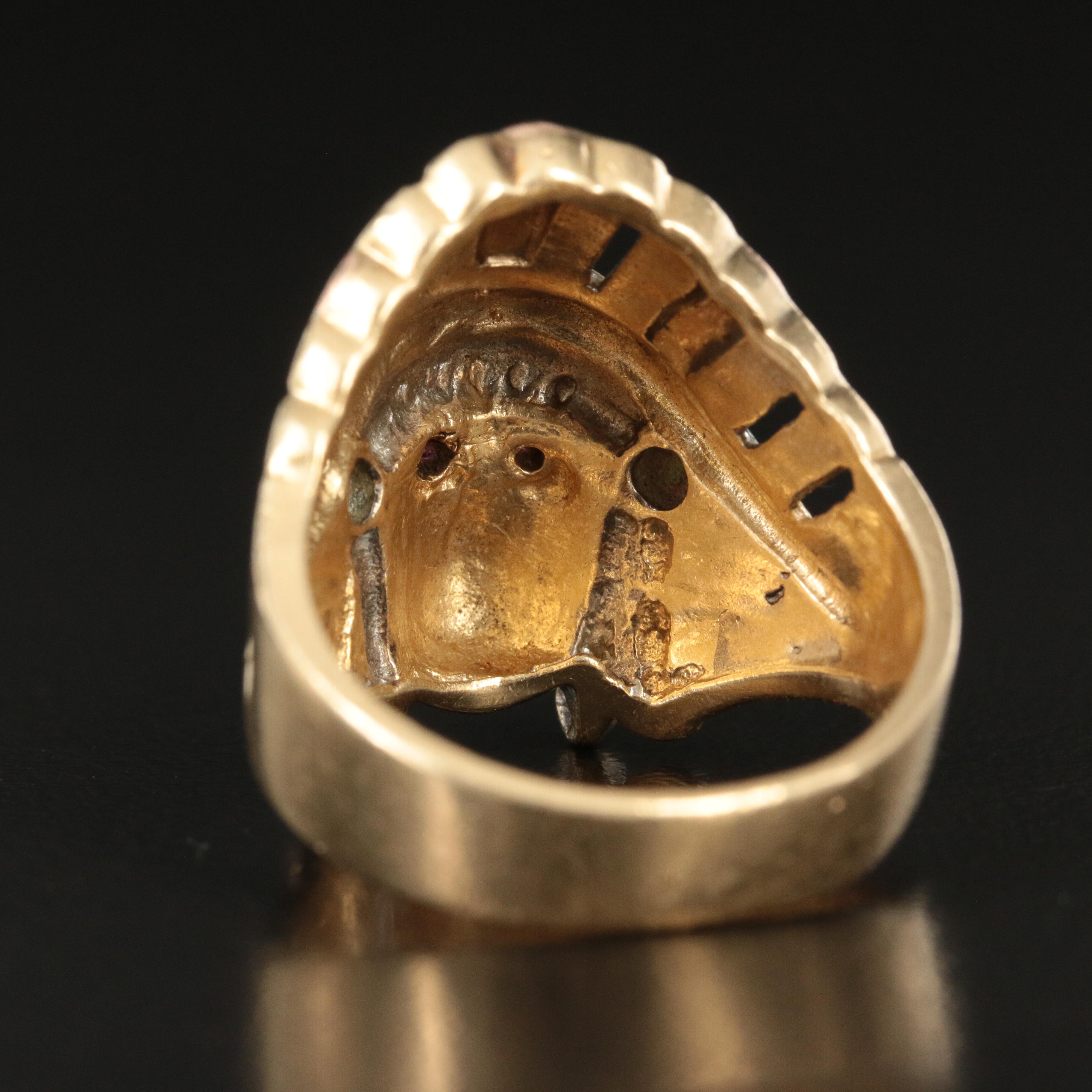 14K Indian Head Ring with Rose Gold Accents and Ruby Accents ...
