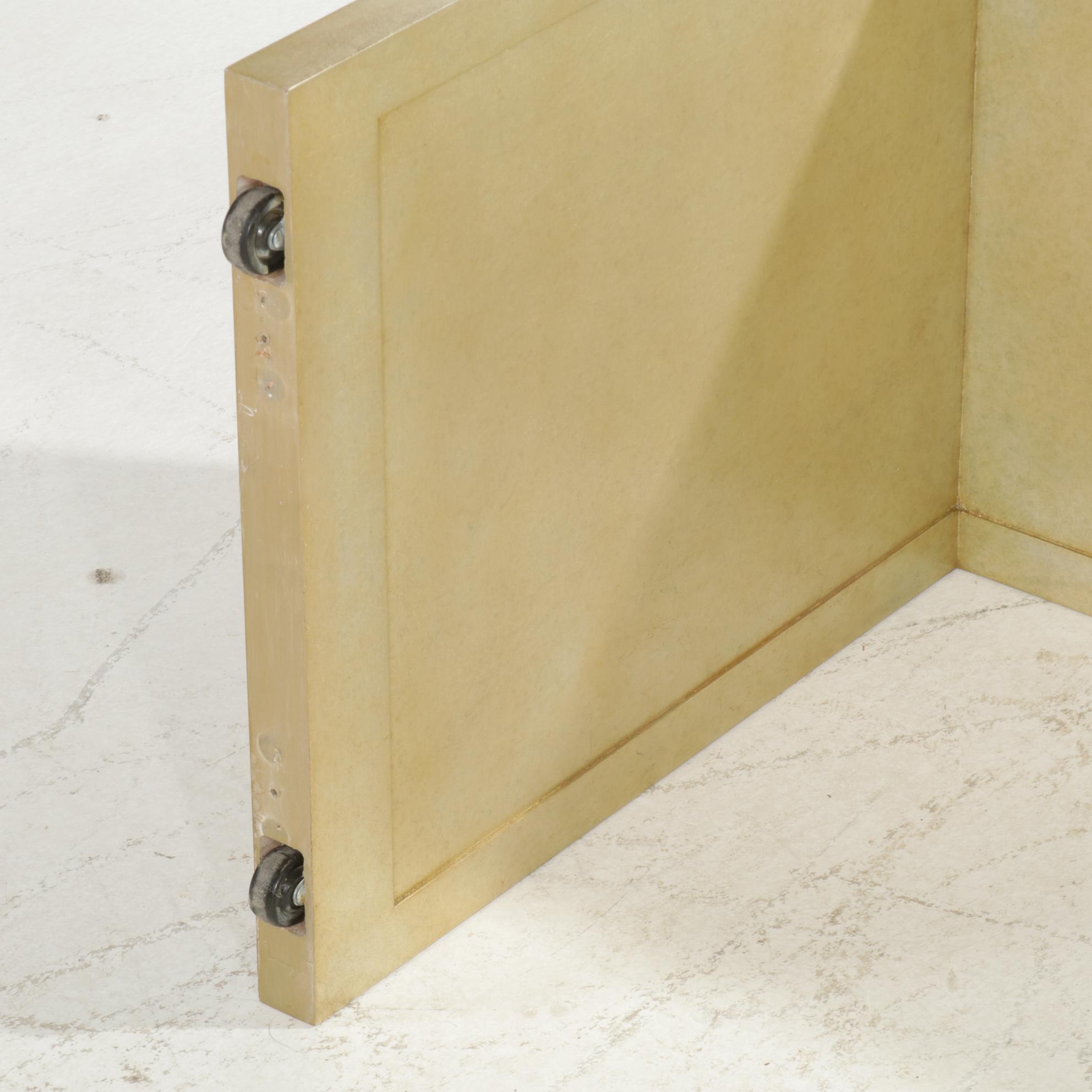 Modernist Style Gold-Leaf Finish Waterfall Console Table on Casters | EBTH