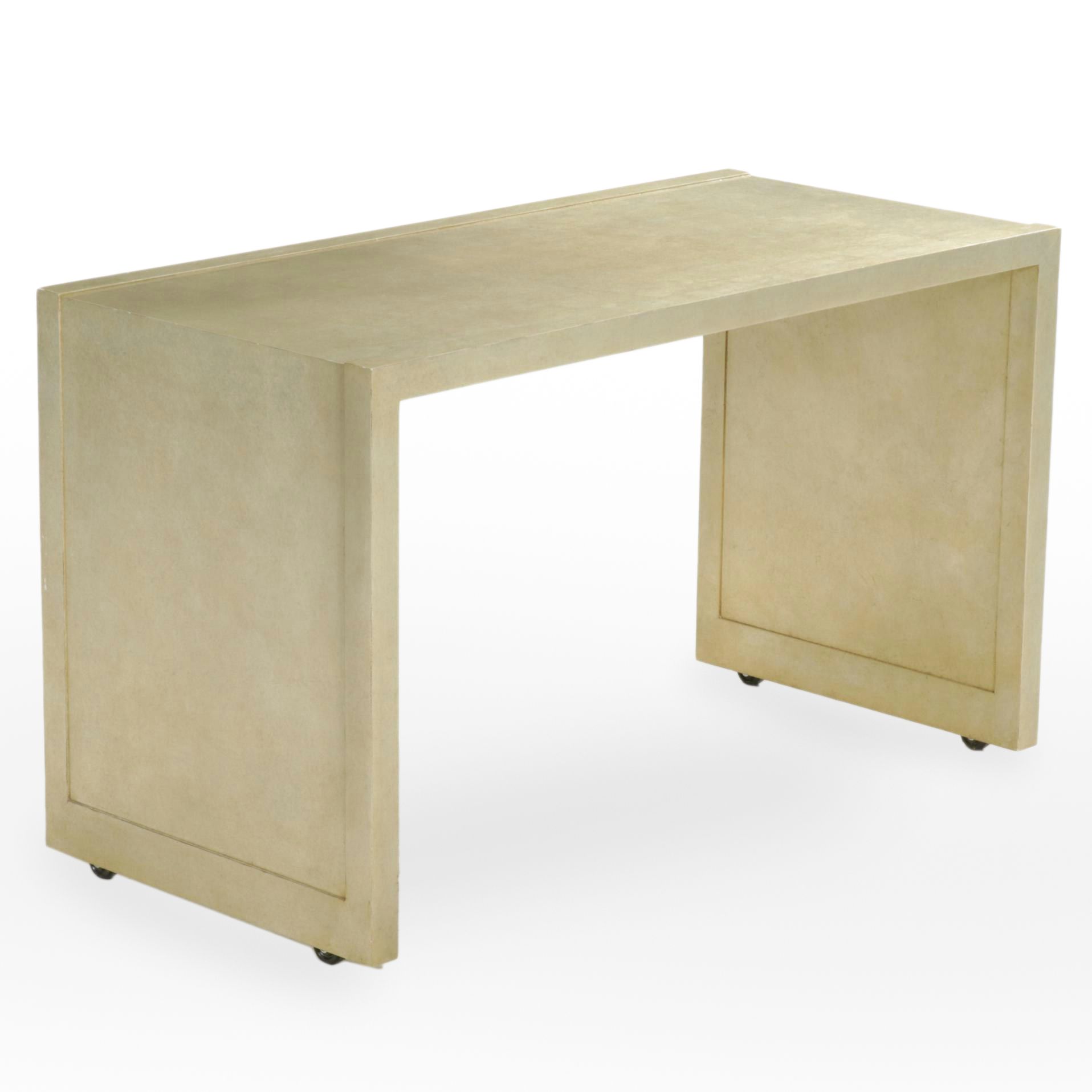 Modernist Style Gold-Leaf Finish Waterfall Console Table on Casters | EBTH