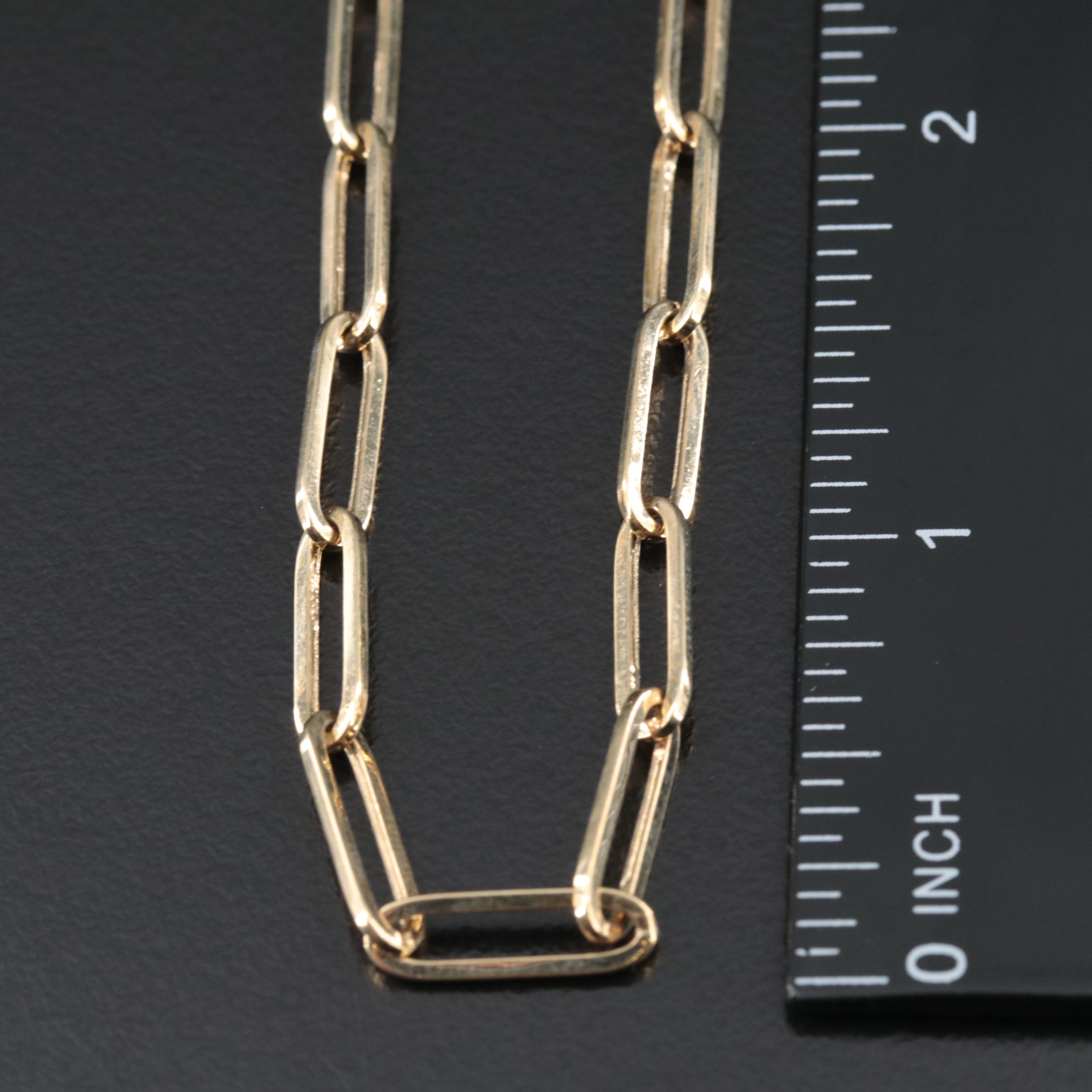 14K Paper Clip Chain Necklace | EBTH