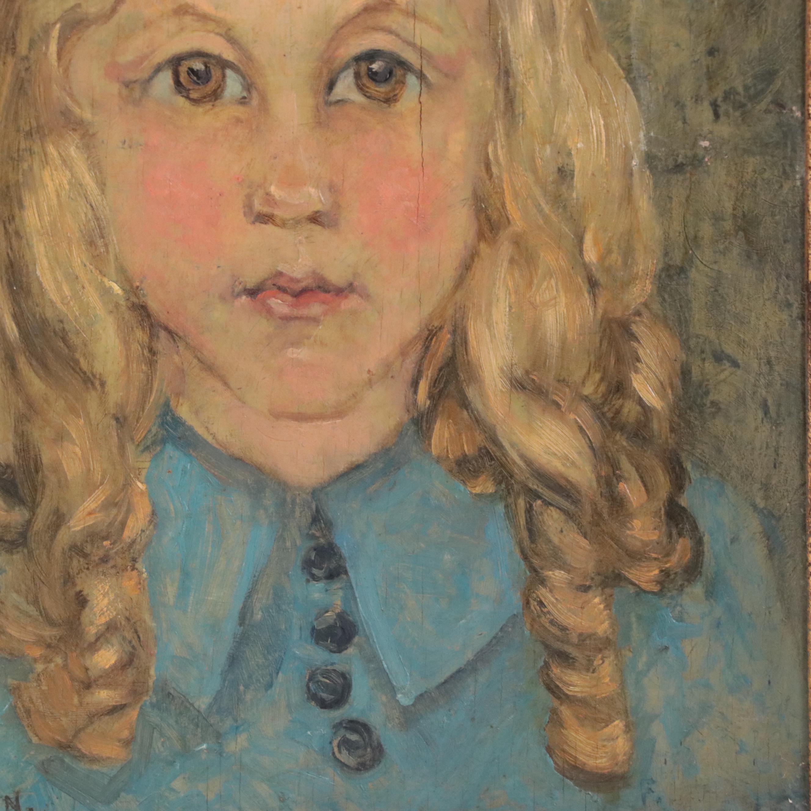 Frans Simon Baljon Oil Portrait Painting of Girl, 1933 | EBTH