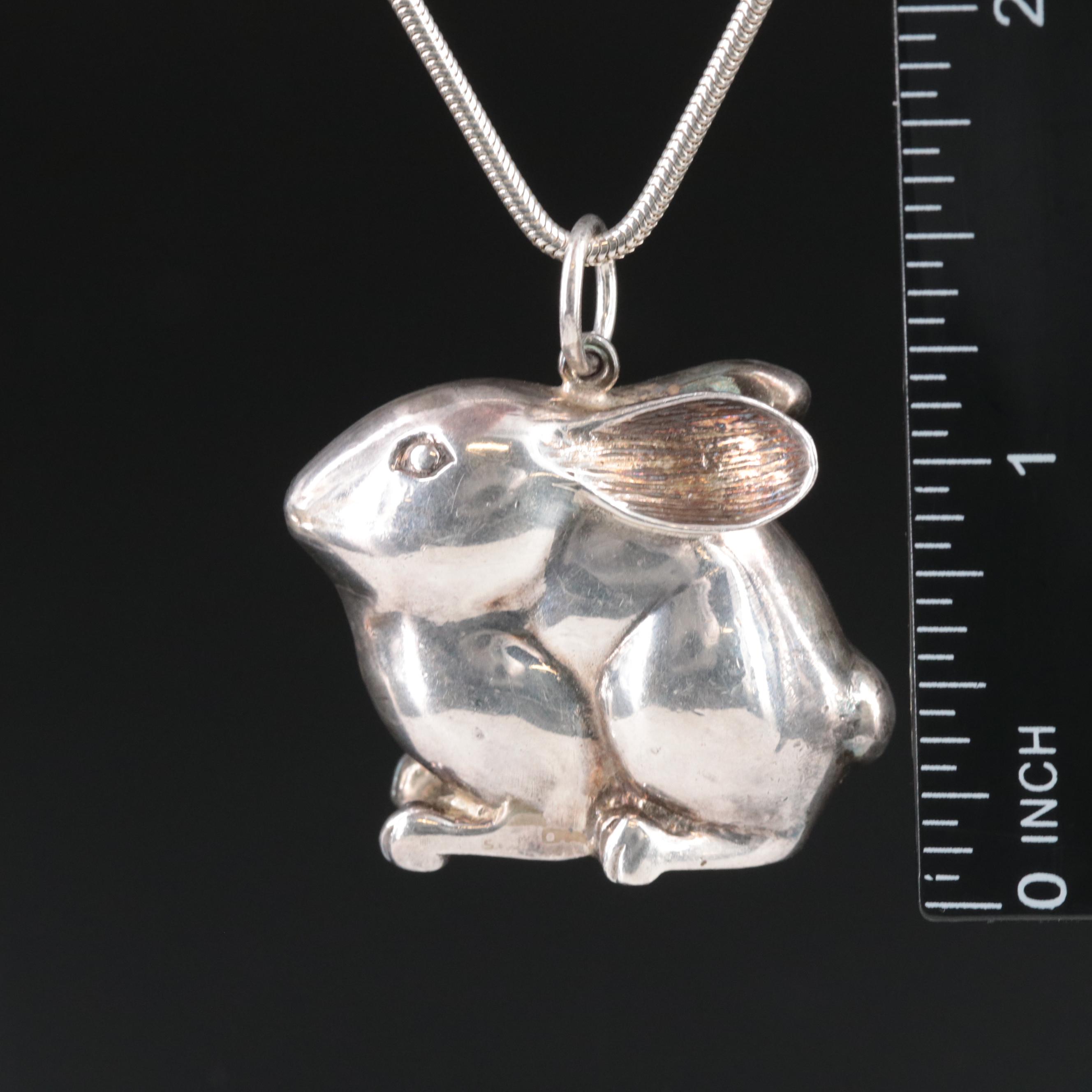 Sterling Rabbit Pendant Necklace | EBTH