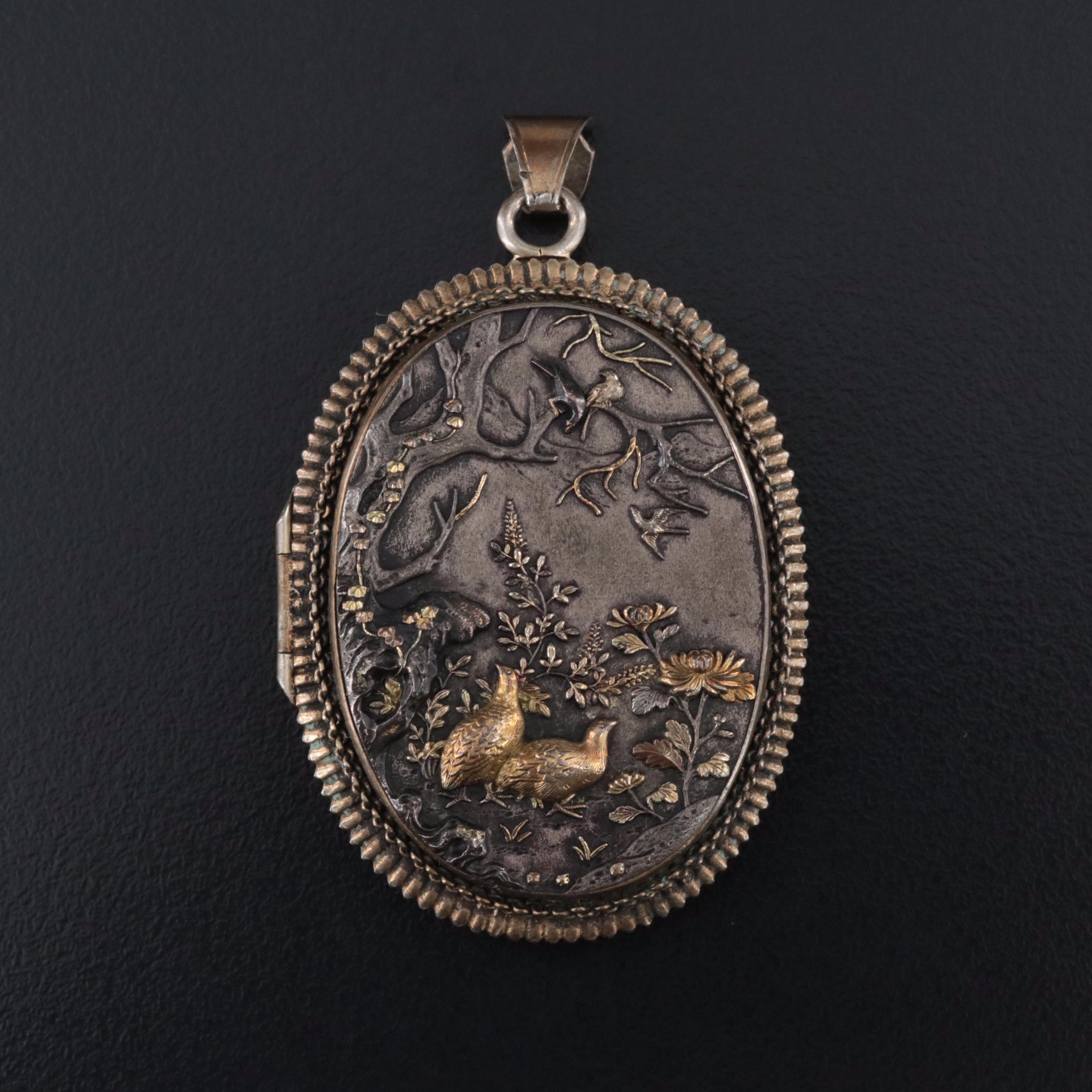 Antique Japanese Shakudo Locket | EBTH