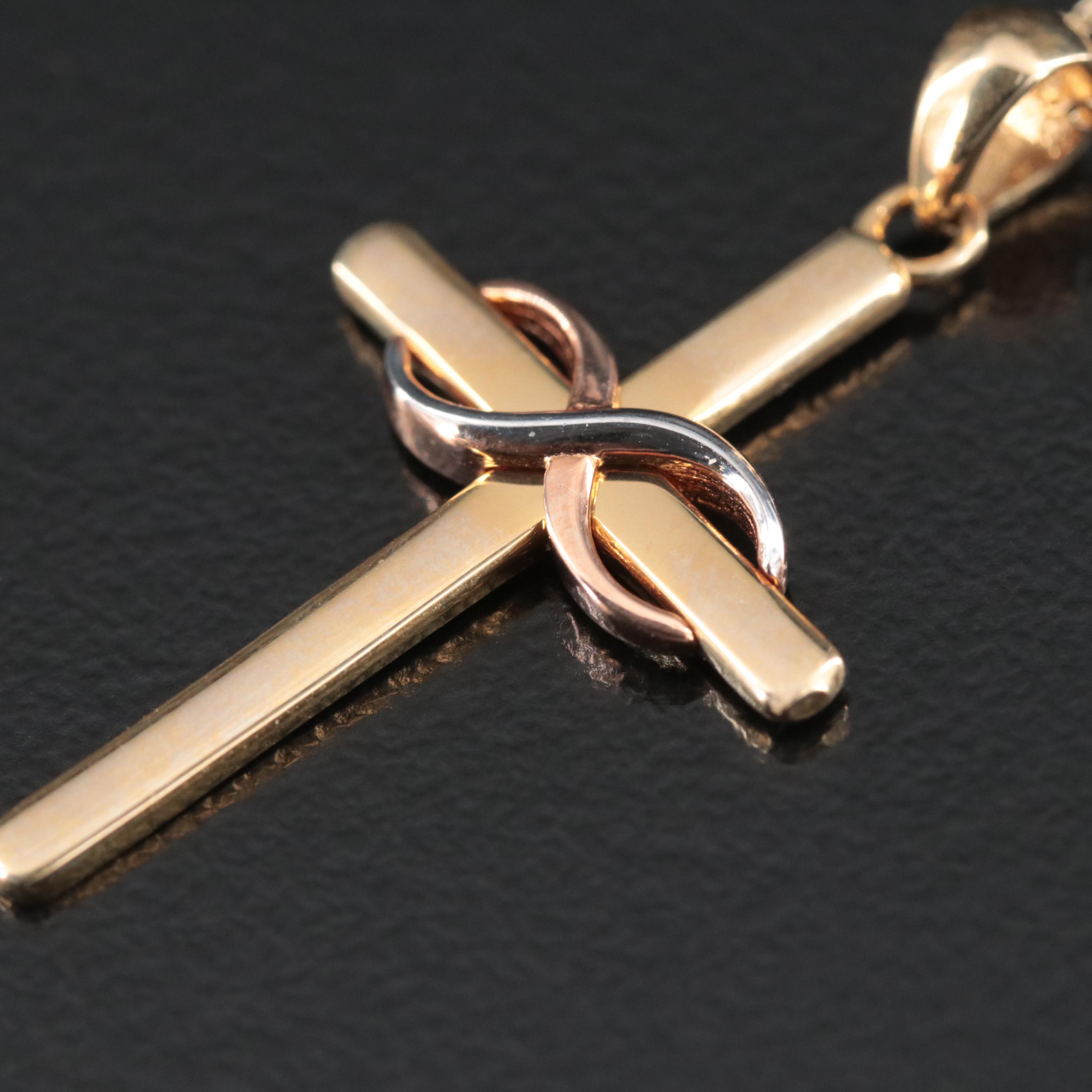 14K Infinity Cross Necklace with Two-Tone Accent | EBTH