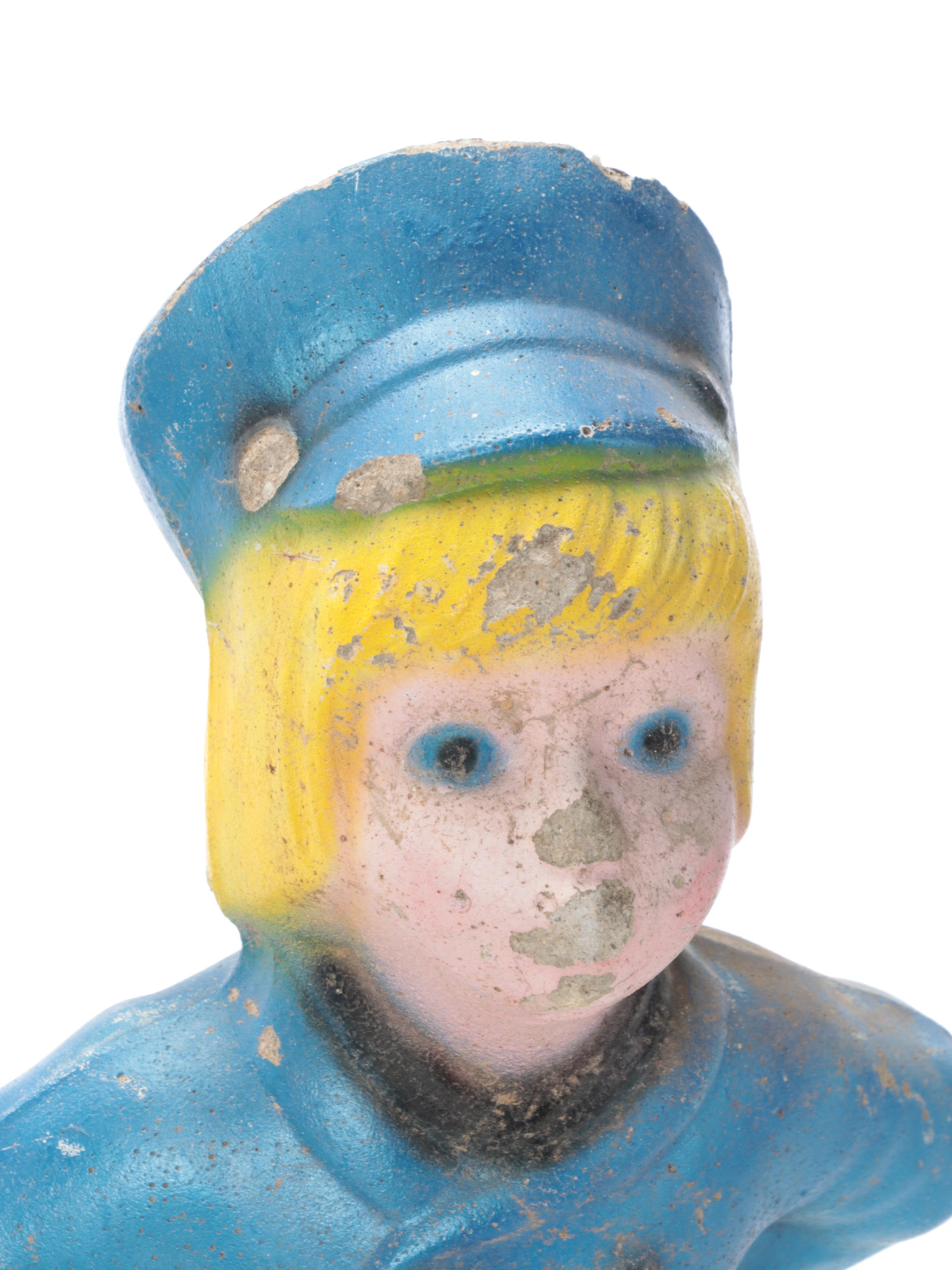 Paint Decorated Cast Concrete Dutch Kissing Garden Statues, Mid-20th ...