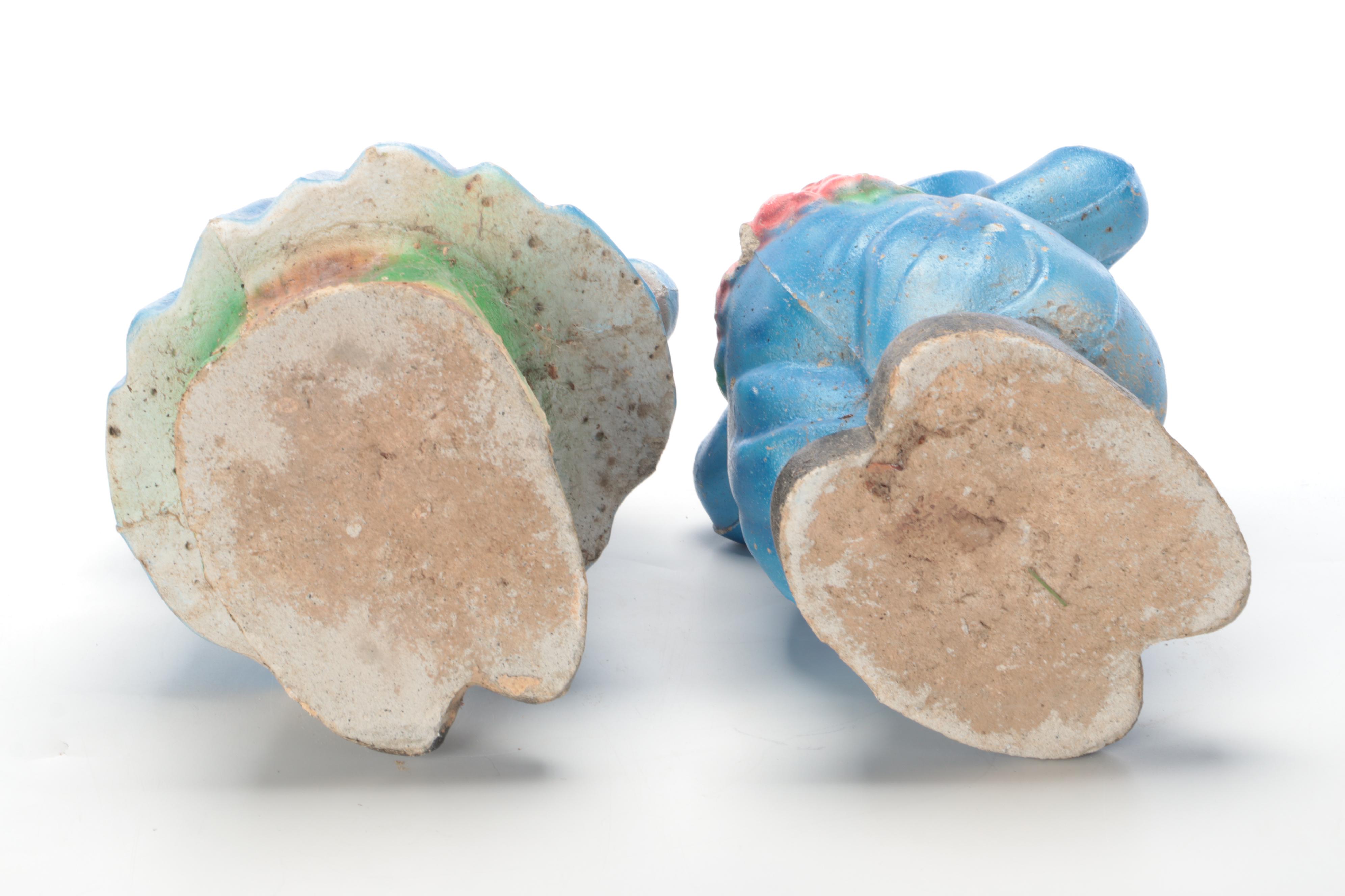 Paint Decorated Cast Concrete Dutch Kissing Garden Statues, Mid-20th ...