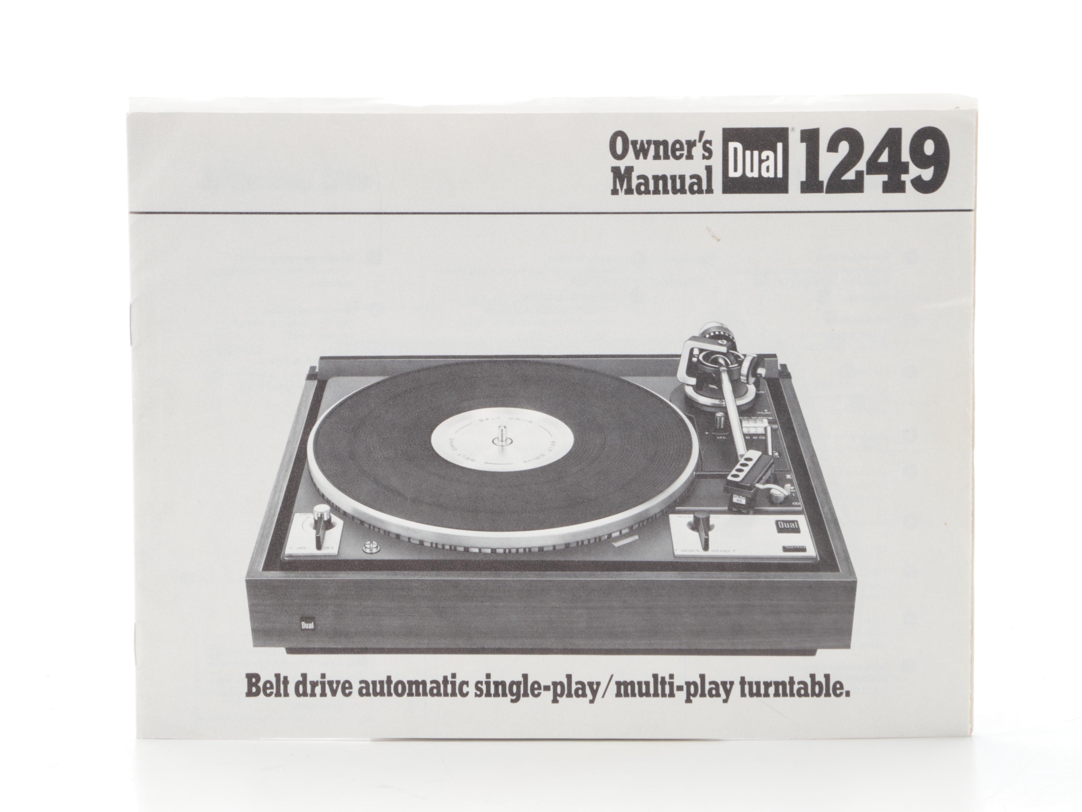 Dual 1249 Belt Drive Automatic Single-Play/Multi-Play Turntable, 1970s ...