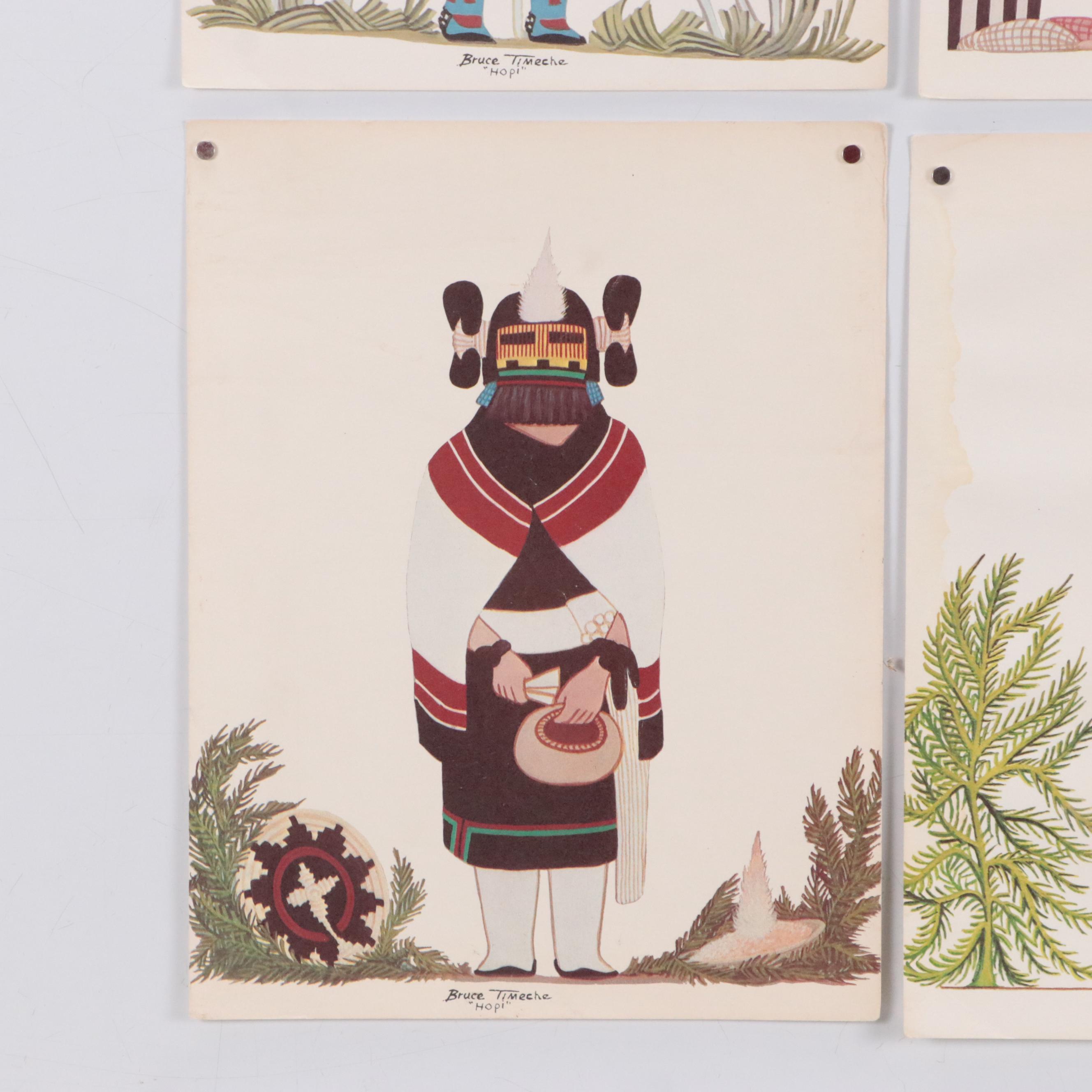 Offset Lithographs of Hopi Dancer Figures After Bruce Timeche | EBTH